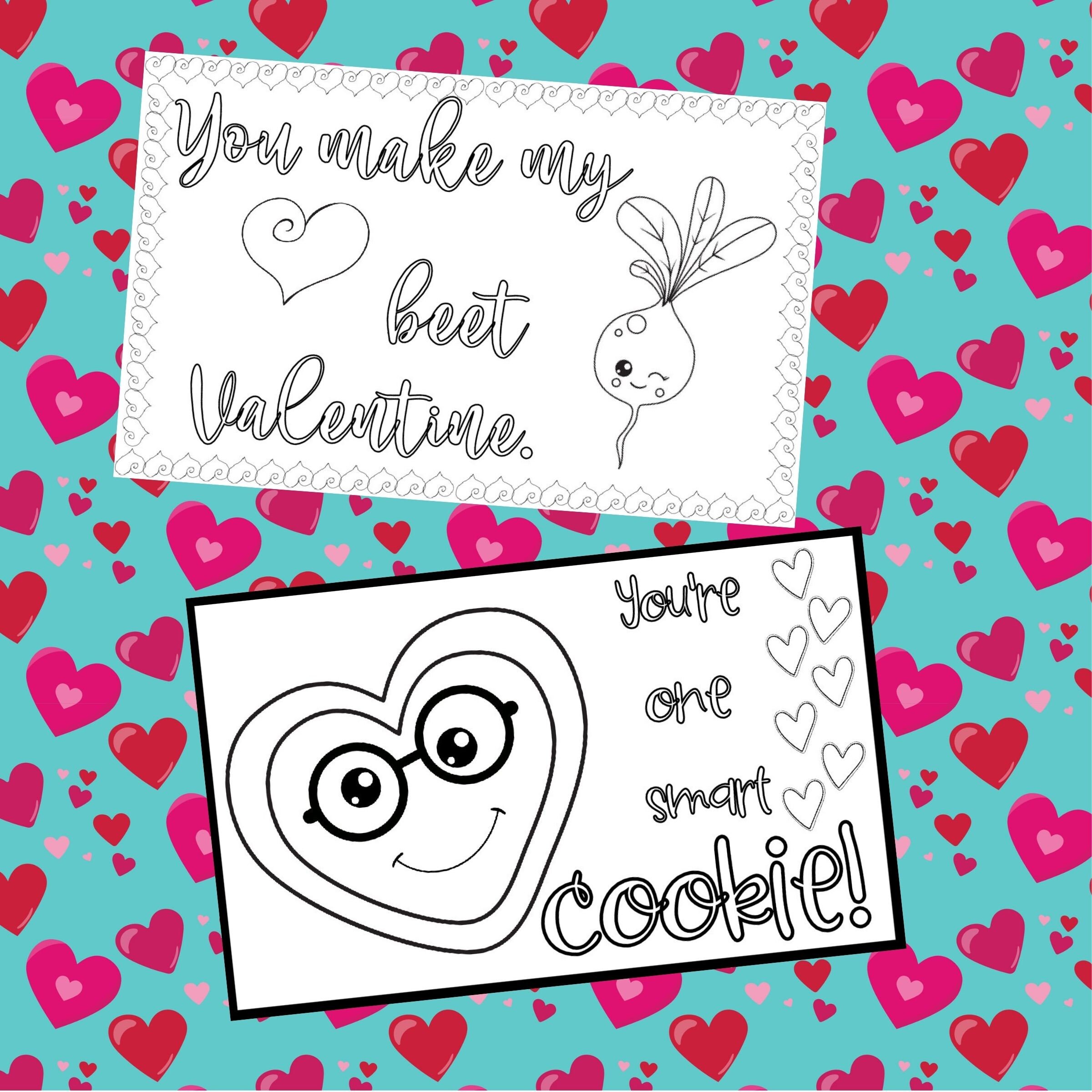 Kids Coloring Valentine's Day Cards - Etsy