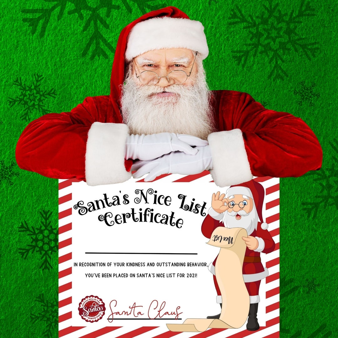Santa's Nice List Award - Nice List Certificate - Christmas Certificate ...