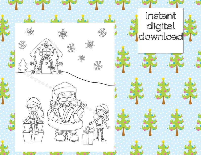 Santa Claus and Friends Coloring Pages for Kids Printable - Etsy