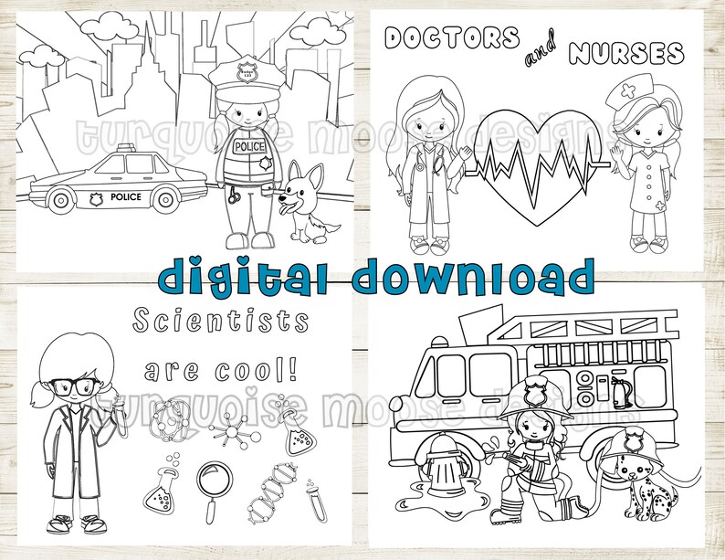 When I Grow up Coloring Pages Printable Pages to Color Digital Download ...