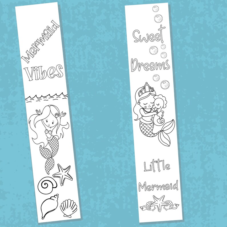 Mermaid Coloring Bookmarks -mermaid Party Favor - Etsy