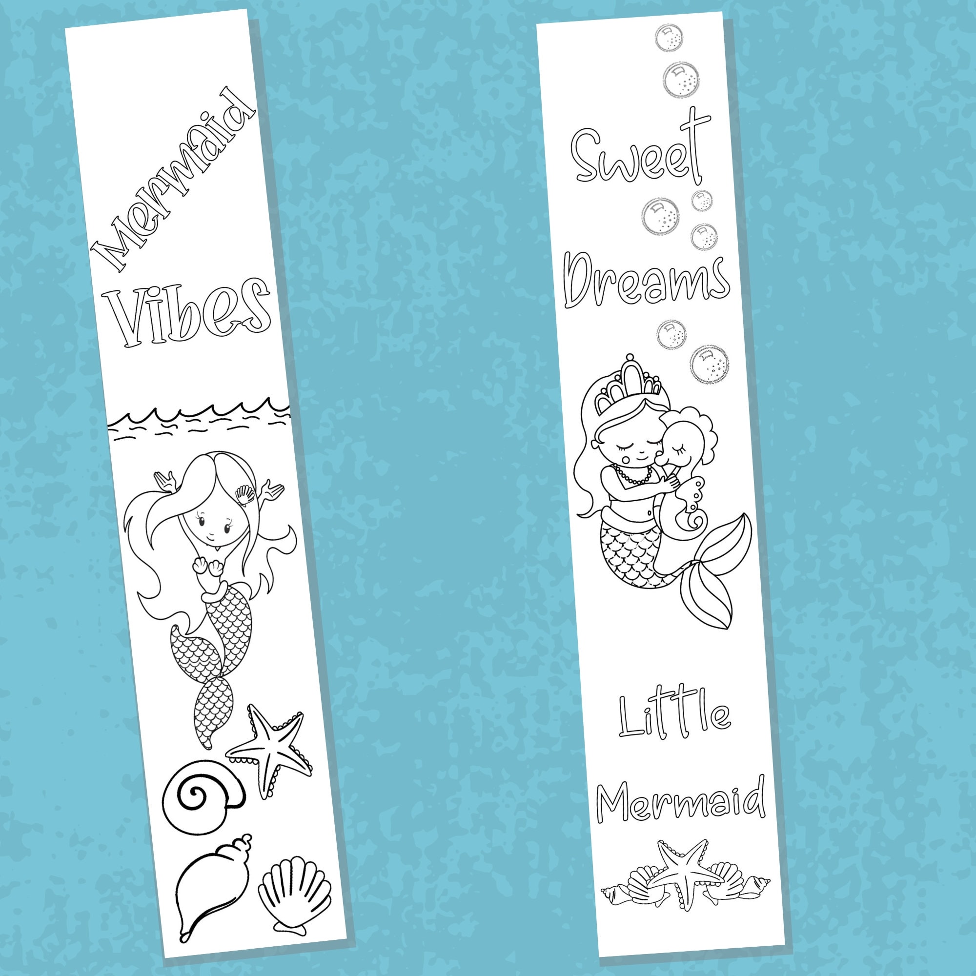 Mermaid Coloring Bookmarks mermaid Party Favor - Etsy