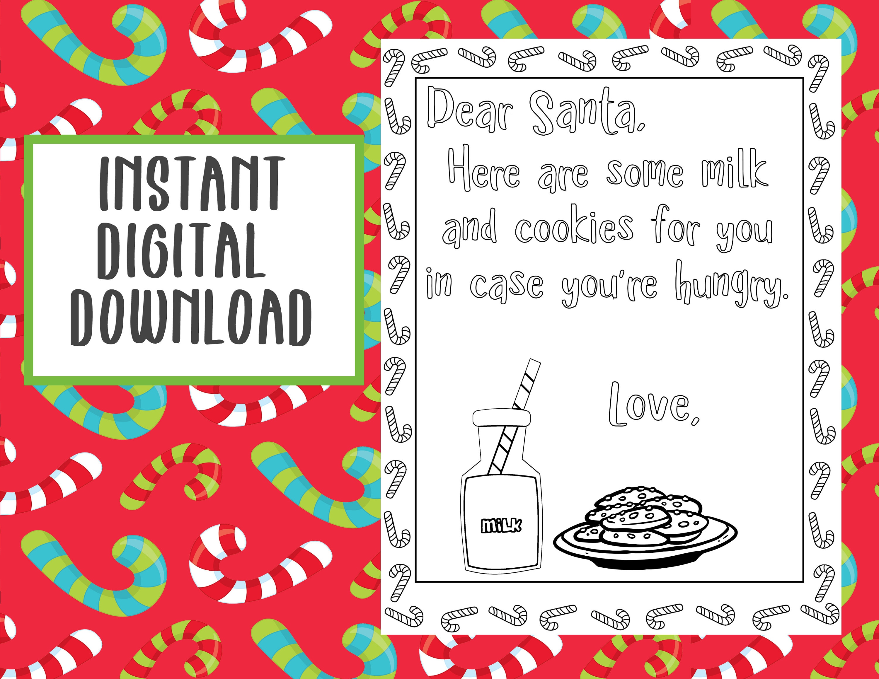 Santa's Milk and Cookies Letter, Christmas Sweets Printable Coloring ...