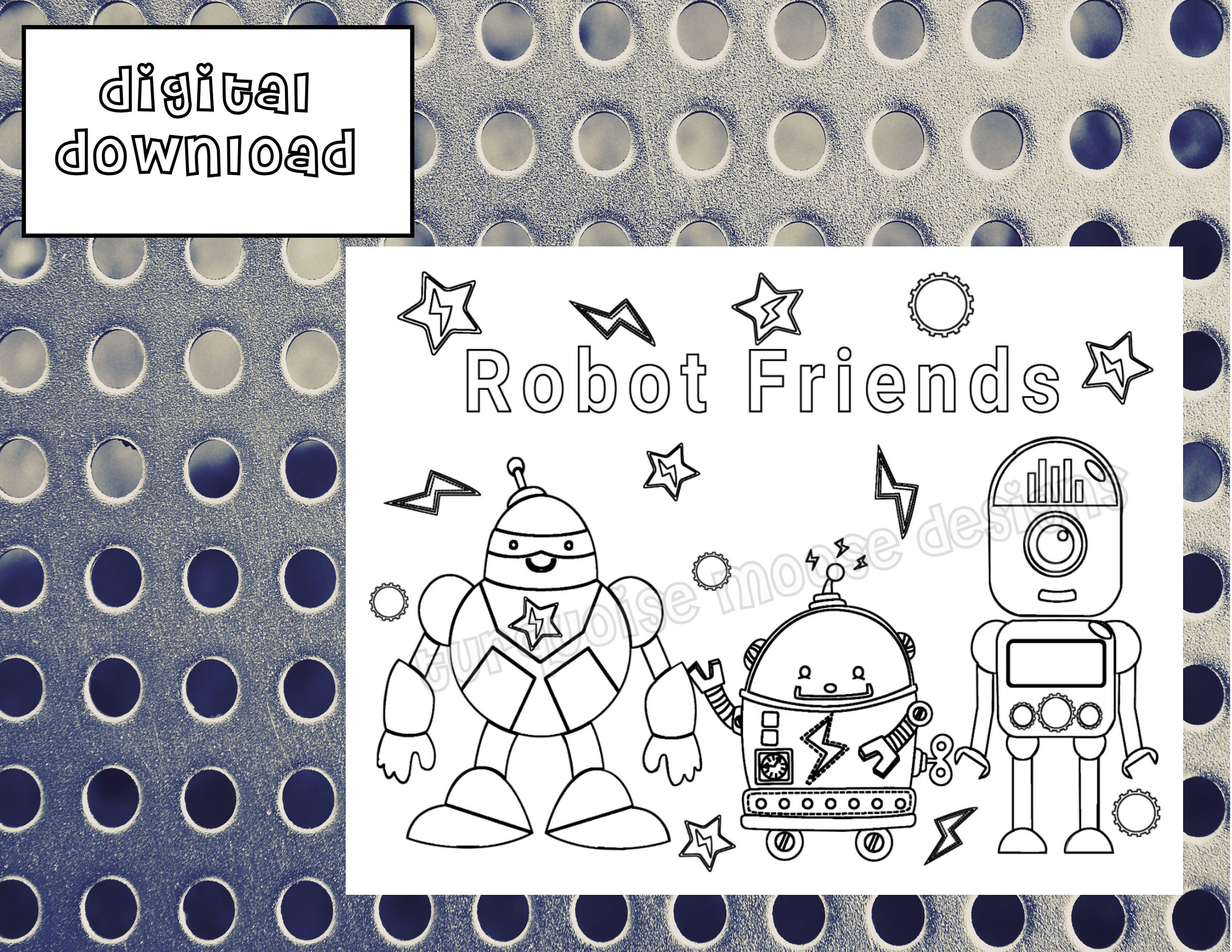 Robot Kids Coloring Pages - Printable Pages to Color - Etsy New Zealand
