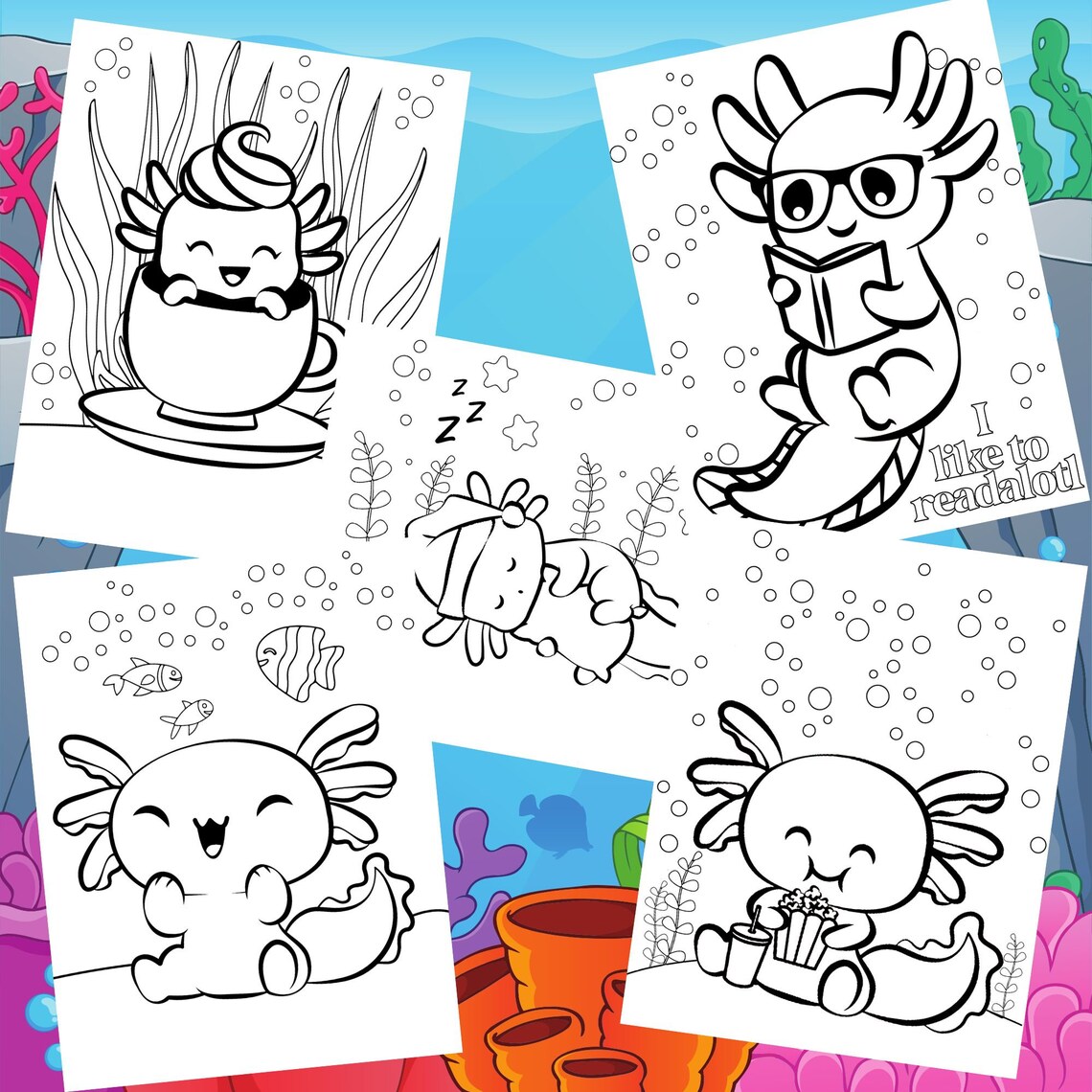 Axolotl Kids Coloring Pages Printable Coloring Pages - Etsy