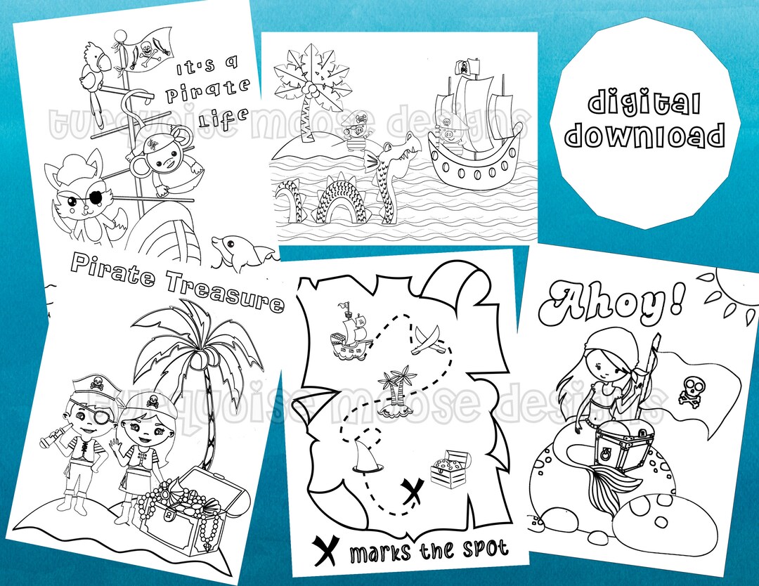 Pirate Coloring Pages Printable Pages to Color Instant Digital Download ...