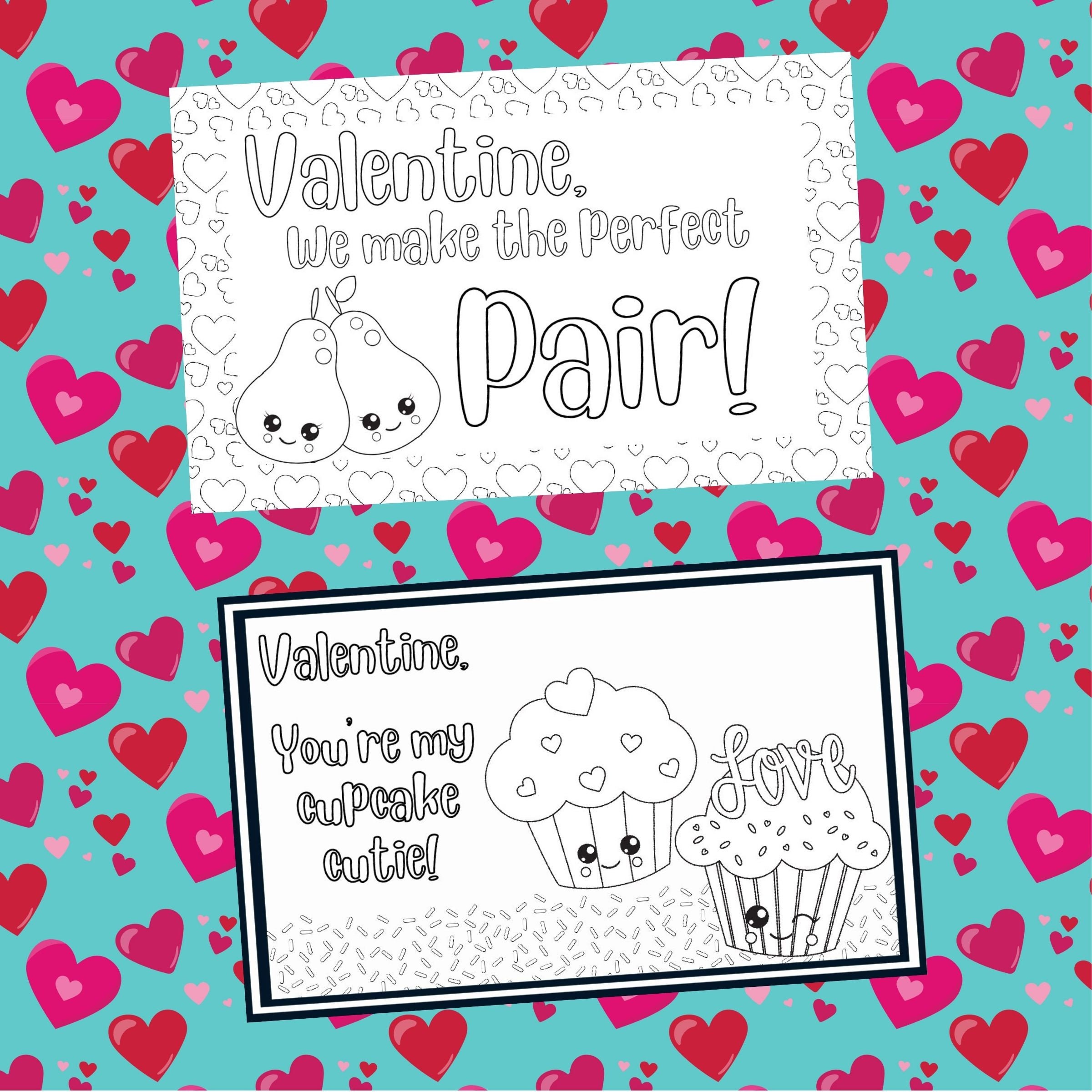 Kids Coloring Valentine's Day Cards - Etsy