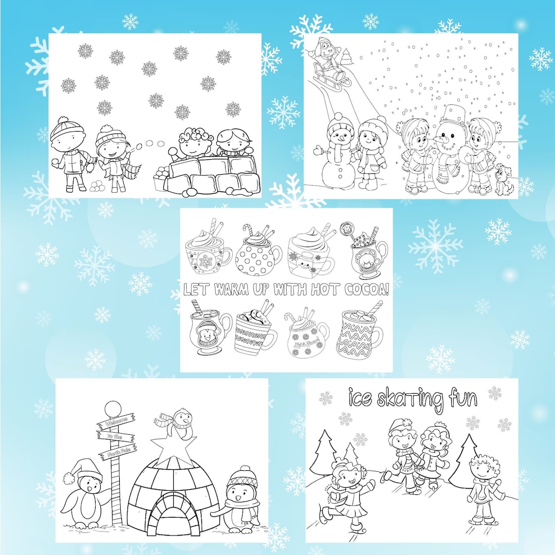 Winter Fun Coloring Pages for Kids - - Etsy