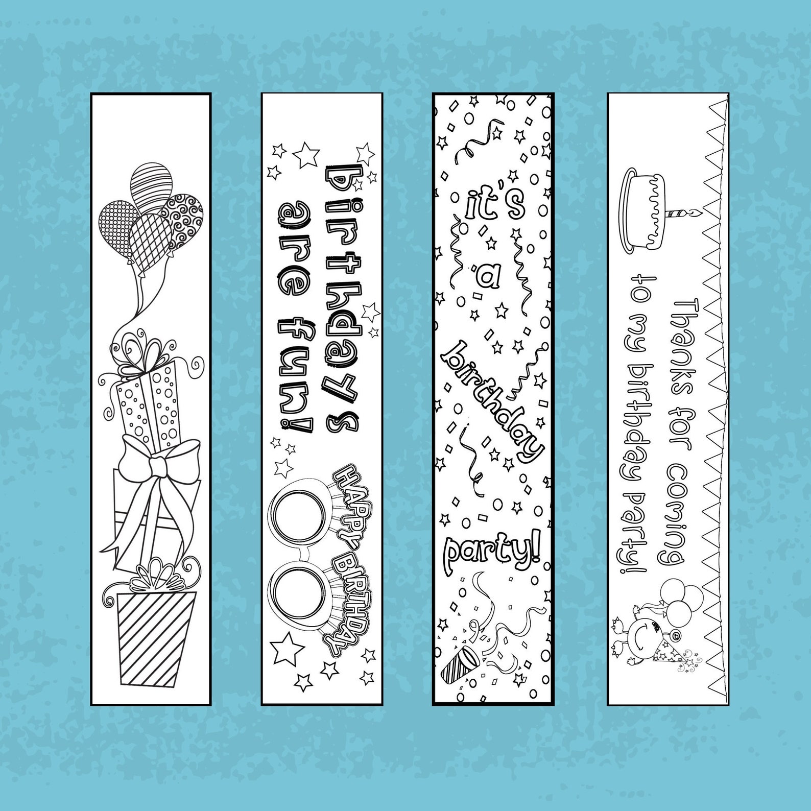 Birthday Coloring Bookmarks - Printable Bookmarks to Color - Birthday ...