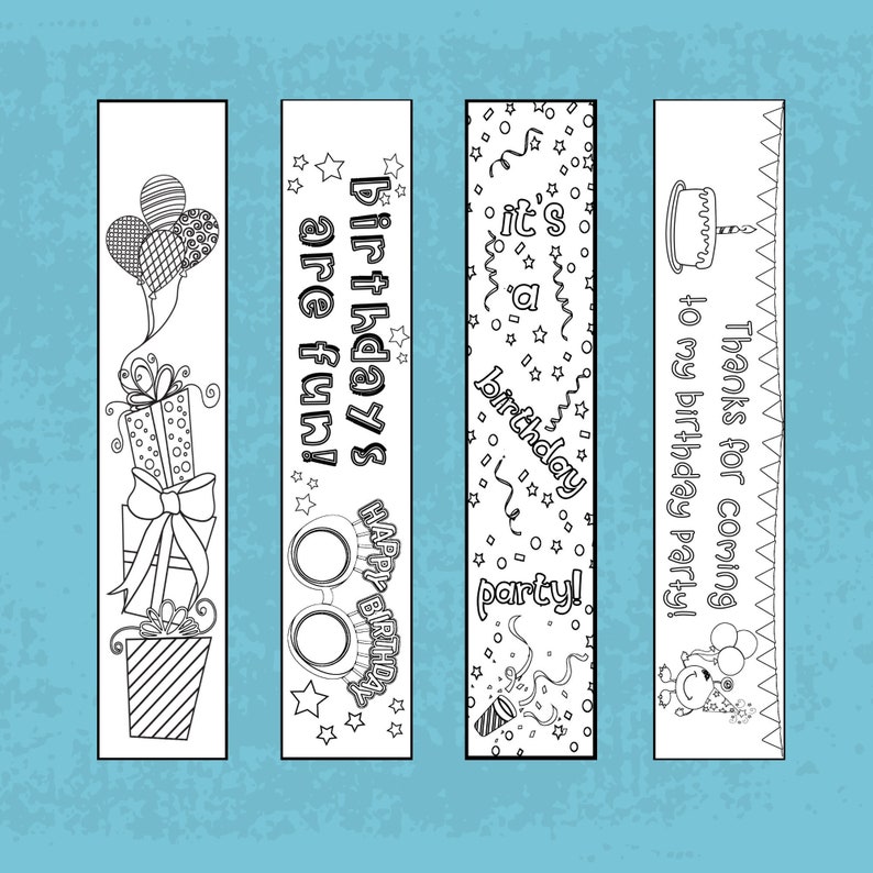 Birthday Coloring Bookmarks Printable Bookmarks to Color Birthday Party ...