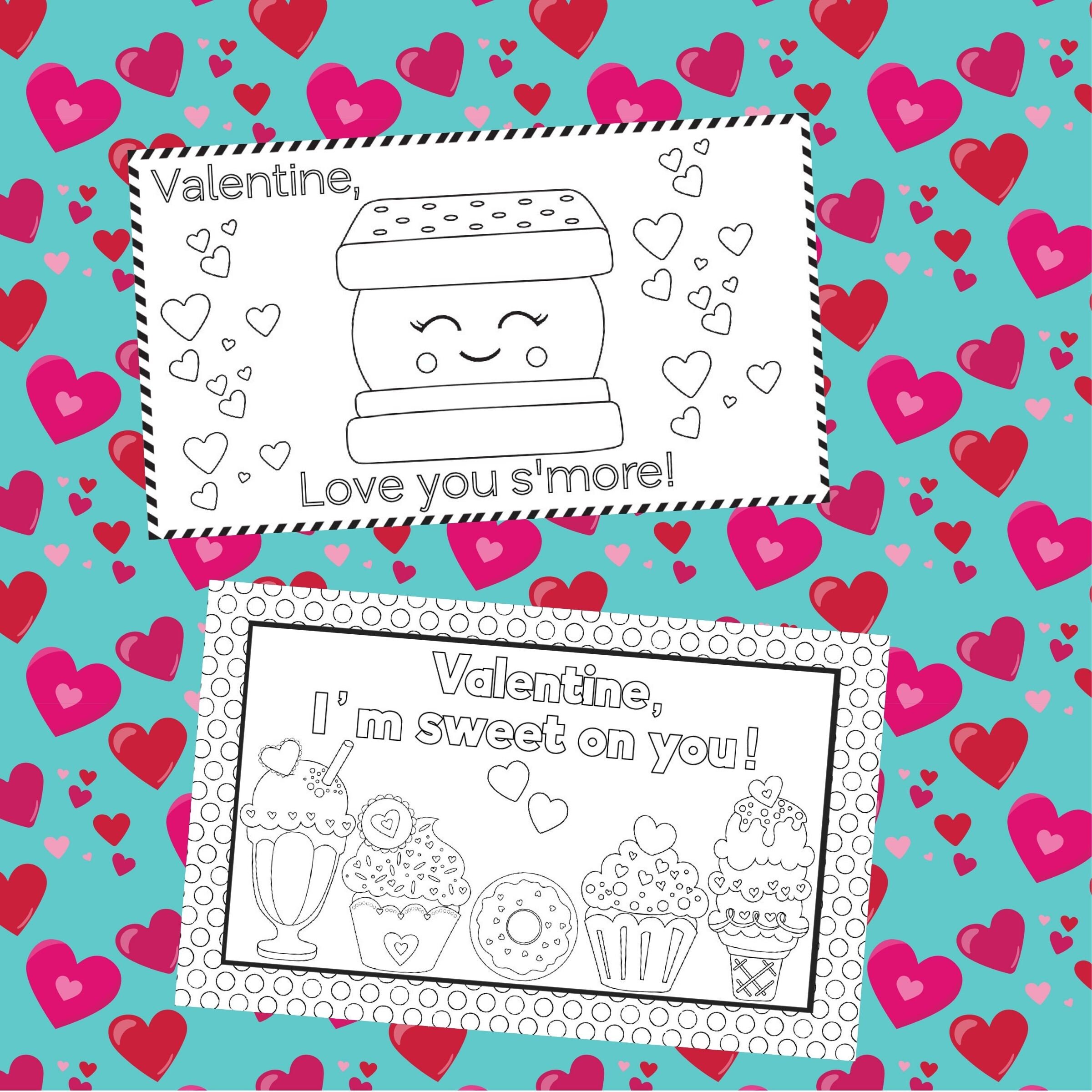 Kids Coloring Valentine's Day Cards - Etsy