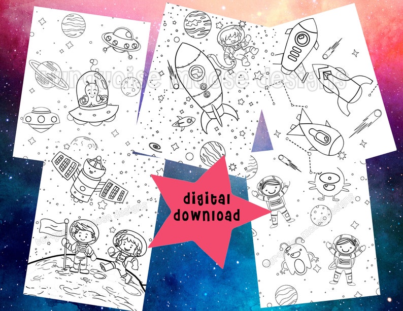 Astronauts in Outer Space Coloring Pages Printable Pages to Color ...