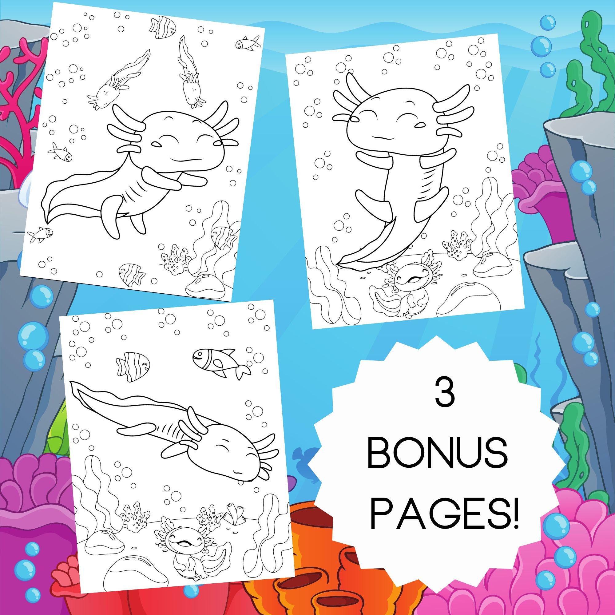 Axolotl Kids Coloring Pages Printable Coloring Pages - Etsy