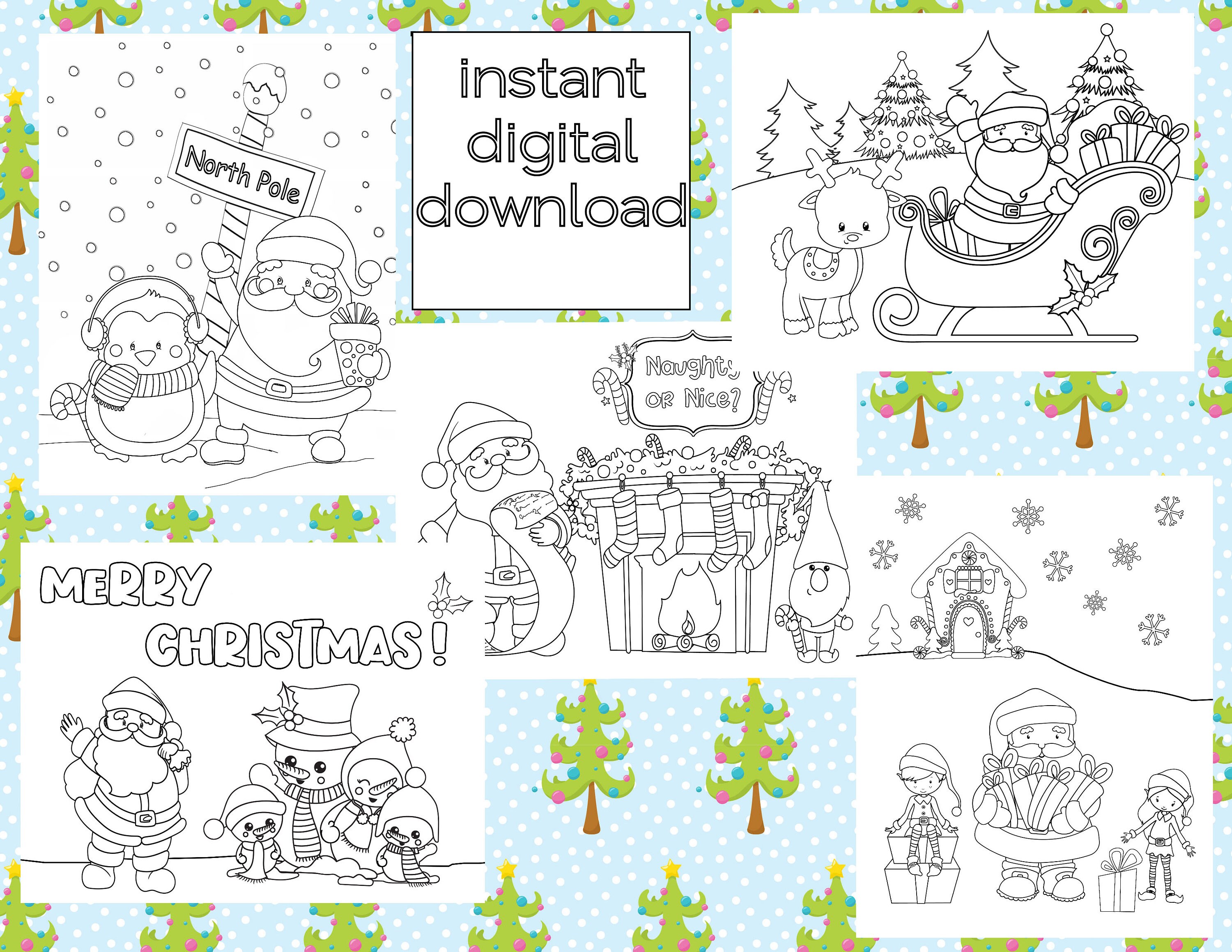 Santa Claus and Friends Coloring Pages for Kids - Printable Coloring ...