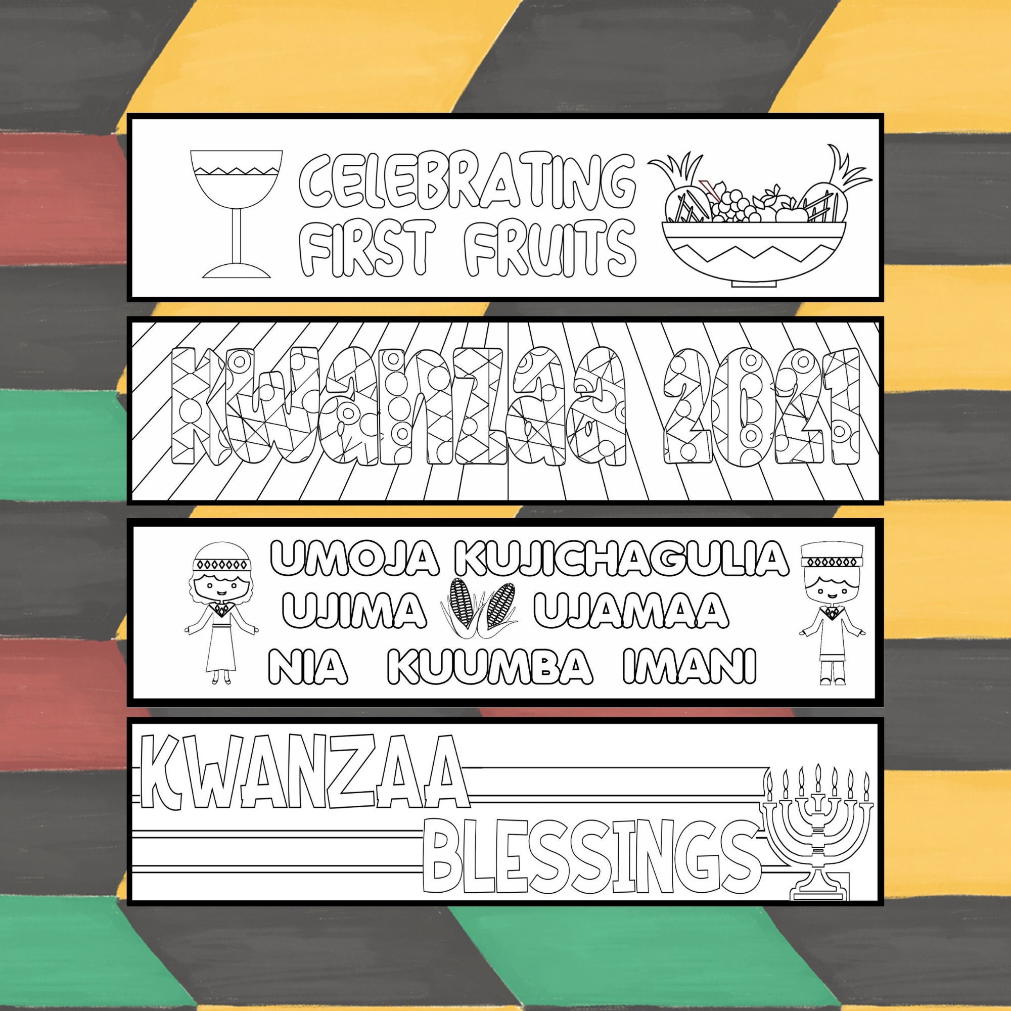Kwanzaa Coloring Bookmarks Printable Bookmarks to Color Coloring ...