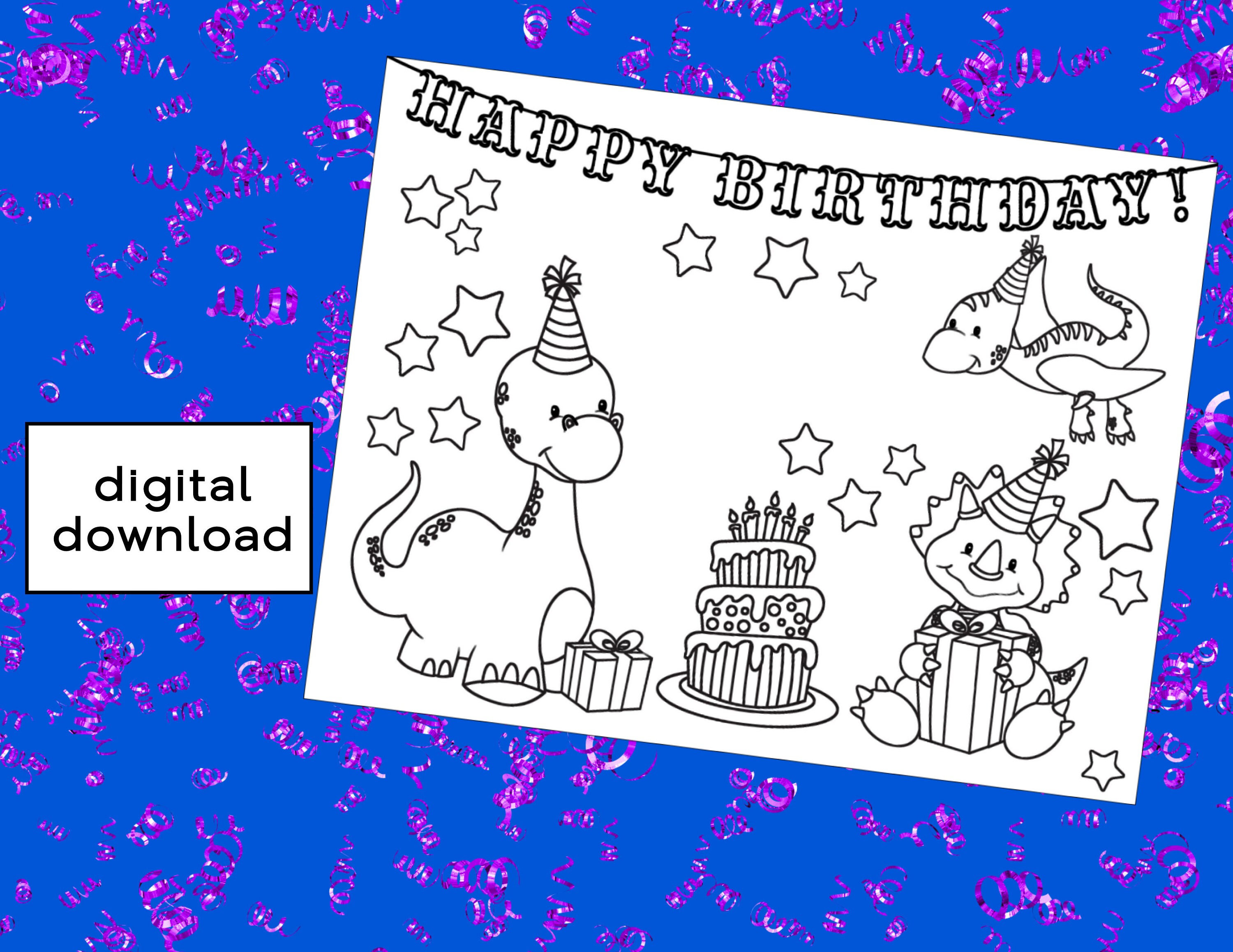 Happy Birthday Celebration Kids Coloring Pages - Etsy