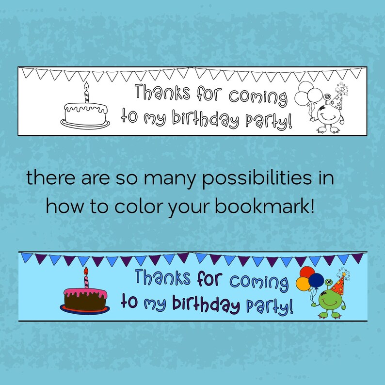 Birthday Coloring Bookmarks Printable Bookmarks to Color Birthday Party ...