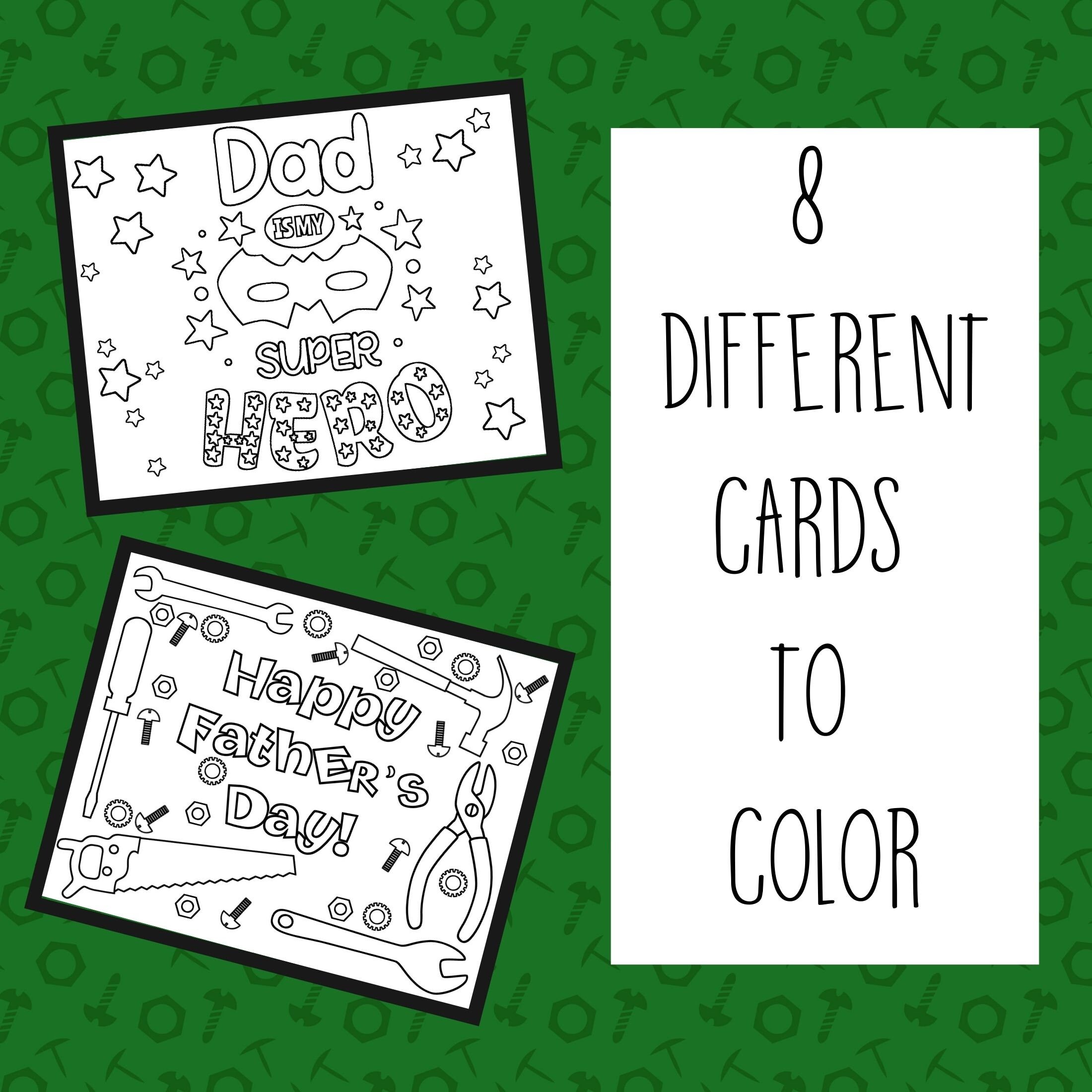 Happy Fathers Day Cards Coloring Printable Dad Cards with | Etsy