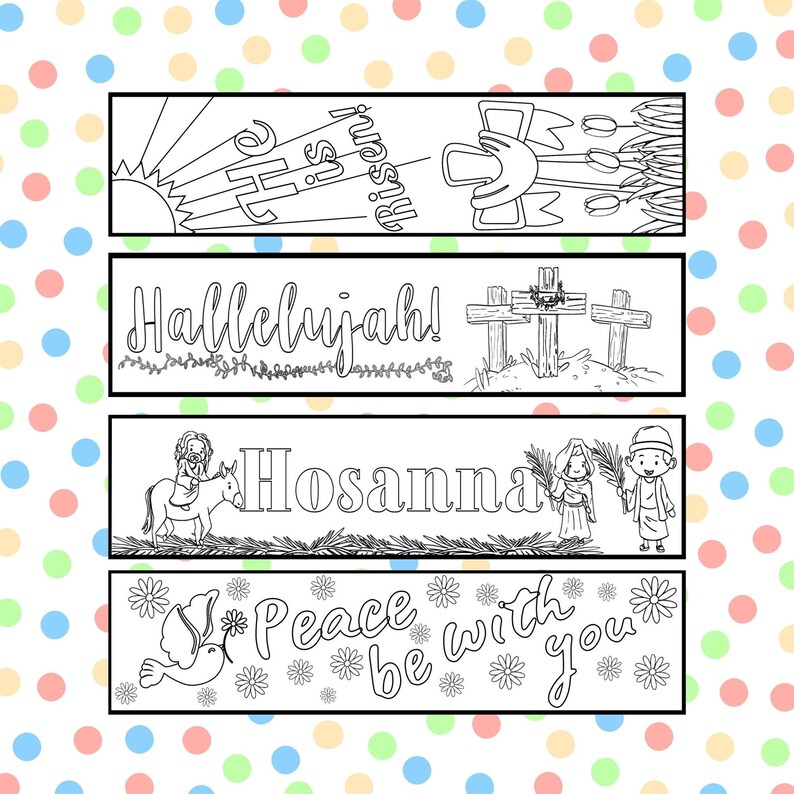 Easter Kids Coloring Bookmarks, Christian Printable Bookmarks - Etsy