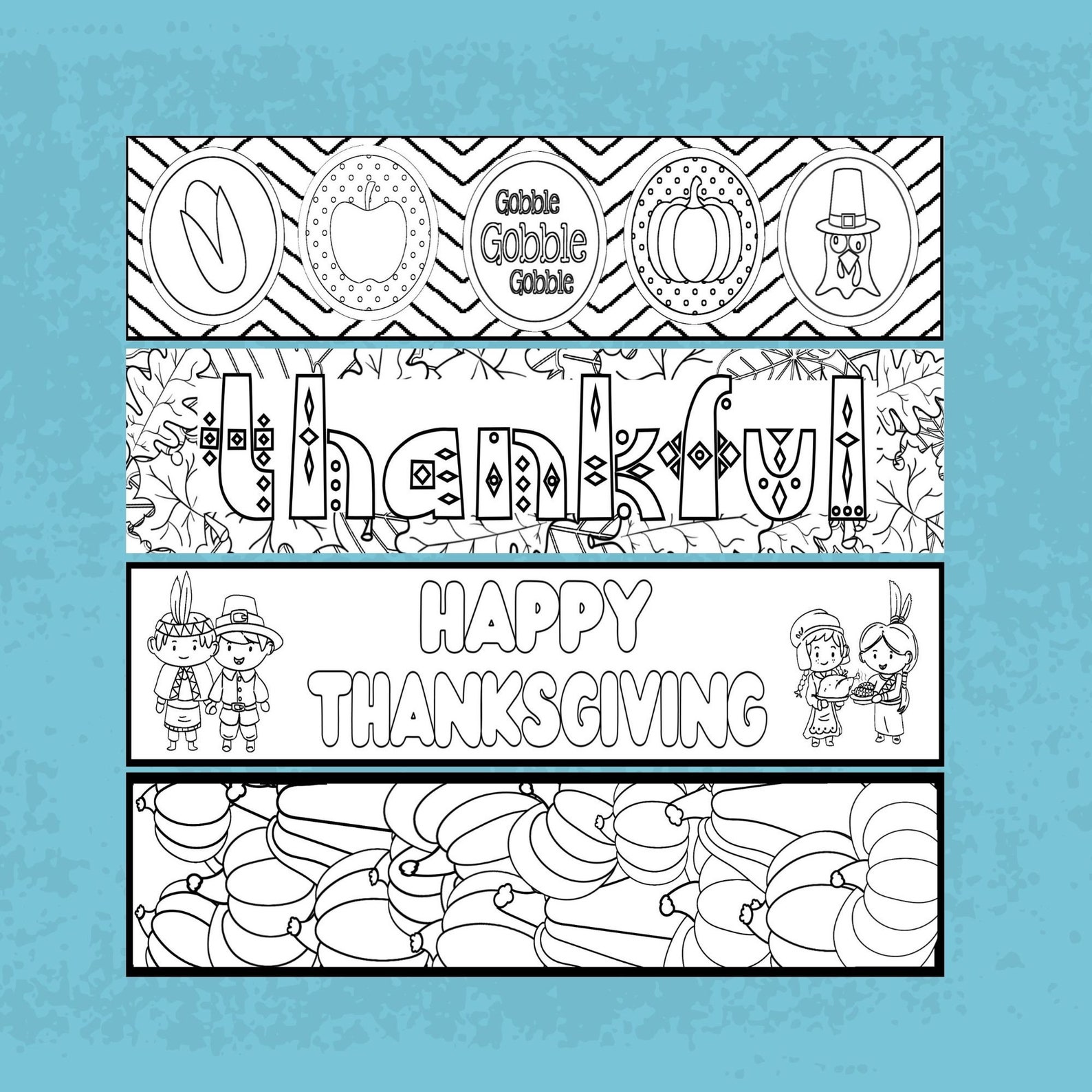 Thanksgiving/autumn Coloring Bookmarks - Printable Bookmarks to Color ...