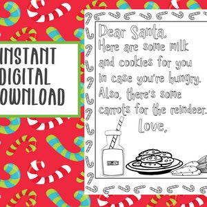 Santa's Milk and Cookies Letter, Christmas Sweets Printable Coloring ...