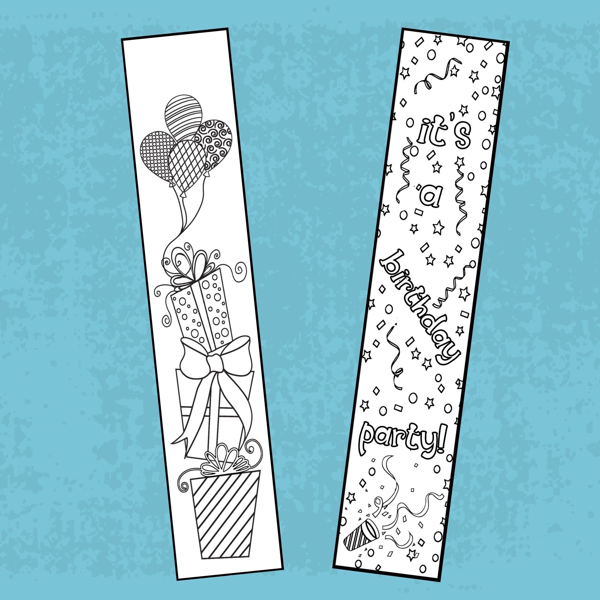 Birthday Coloring Bookmarks Printable Bookmarks to Color Birthday Party ...