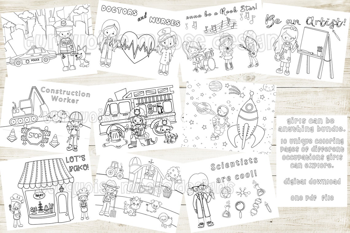 When I Grow up Coloring Pages Printable Pages to Color Digital Download ...