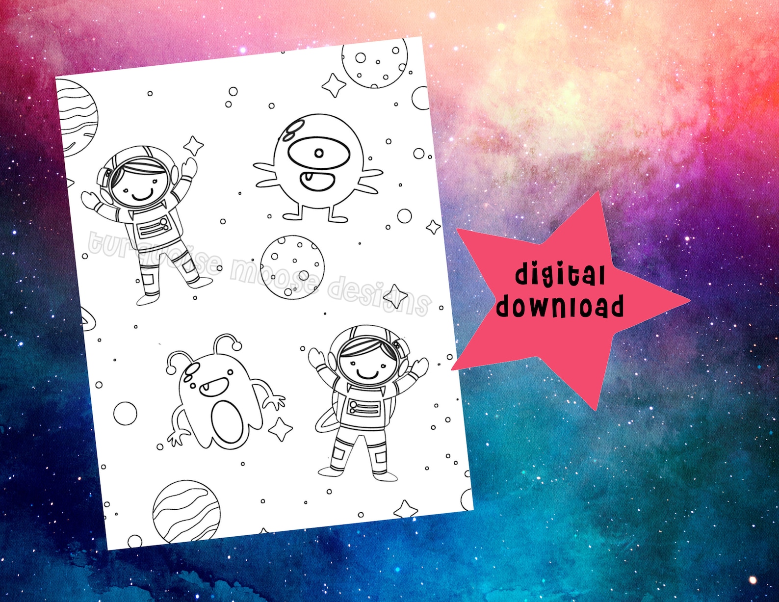 Astronauts in Outer Space Coloring Pages Printable Pages to Color ...