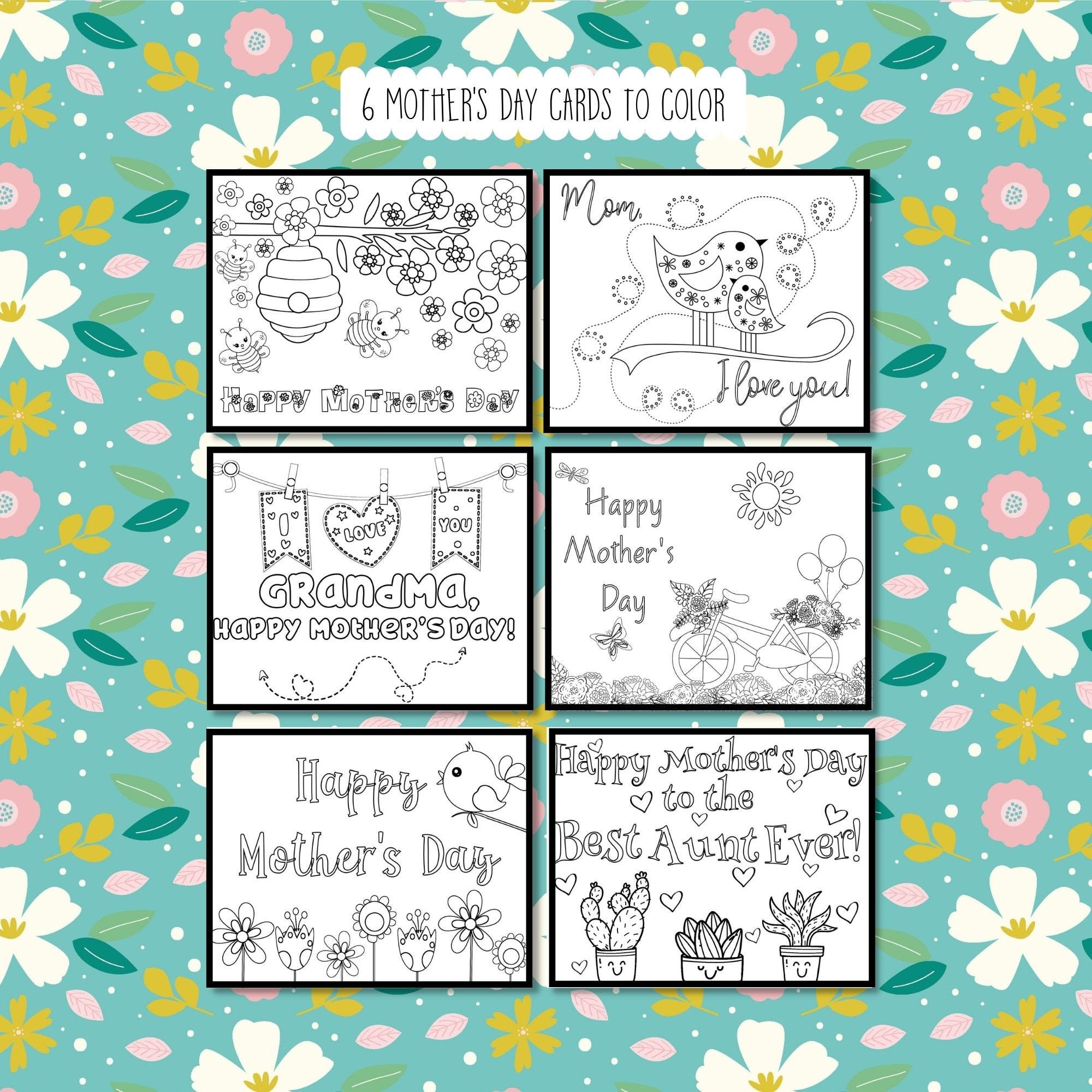 Mothers Day Cards Coloring Printable Mom Card With Envelope Template - Etsy