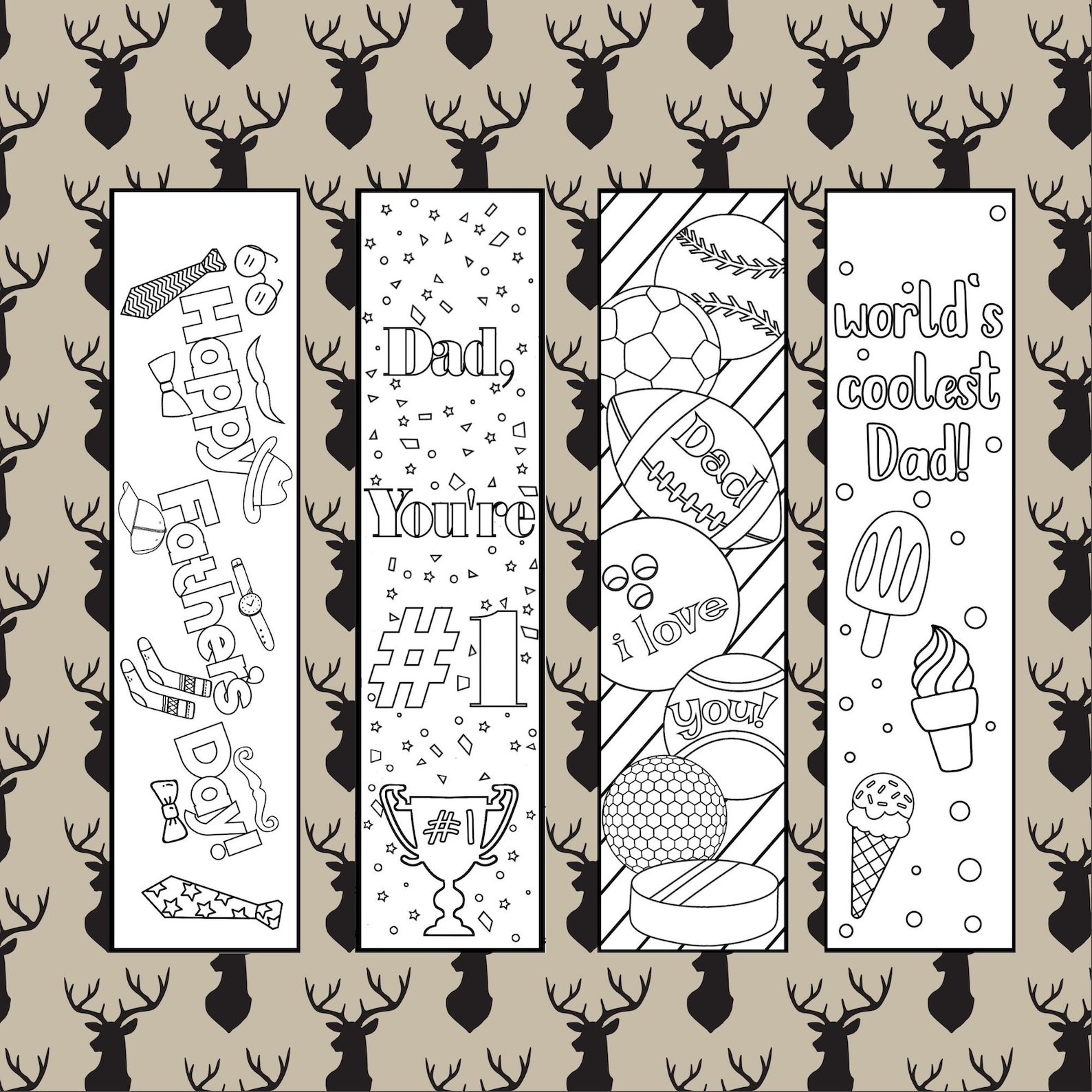 Fathers Day Bookmarks Kids Coloring Bookmarks - Etsy
