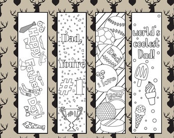 Dad Father's Day Printable Coloring Bookmarks for Kids Set 2 - Etsy