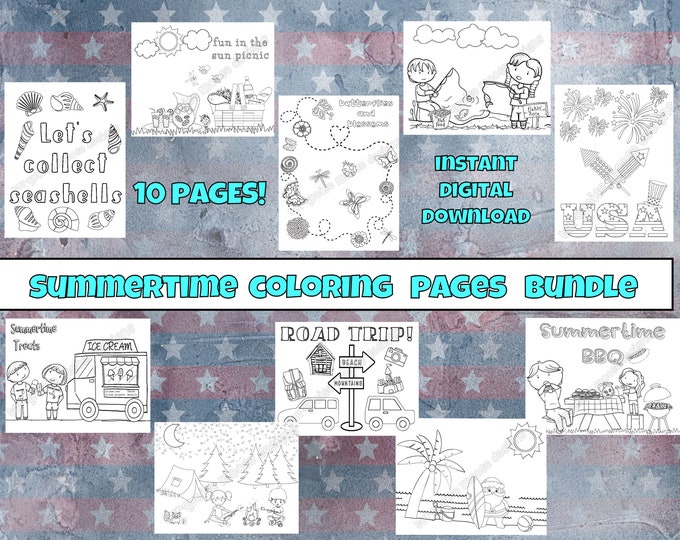 Summer Coloring Page - Printable PNG, Summer Activity Sheet for Kids ...