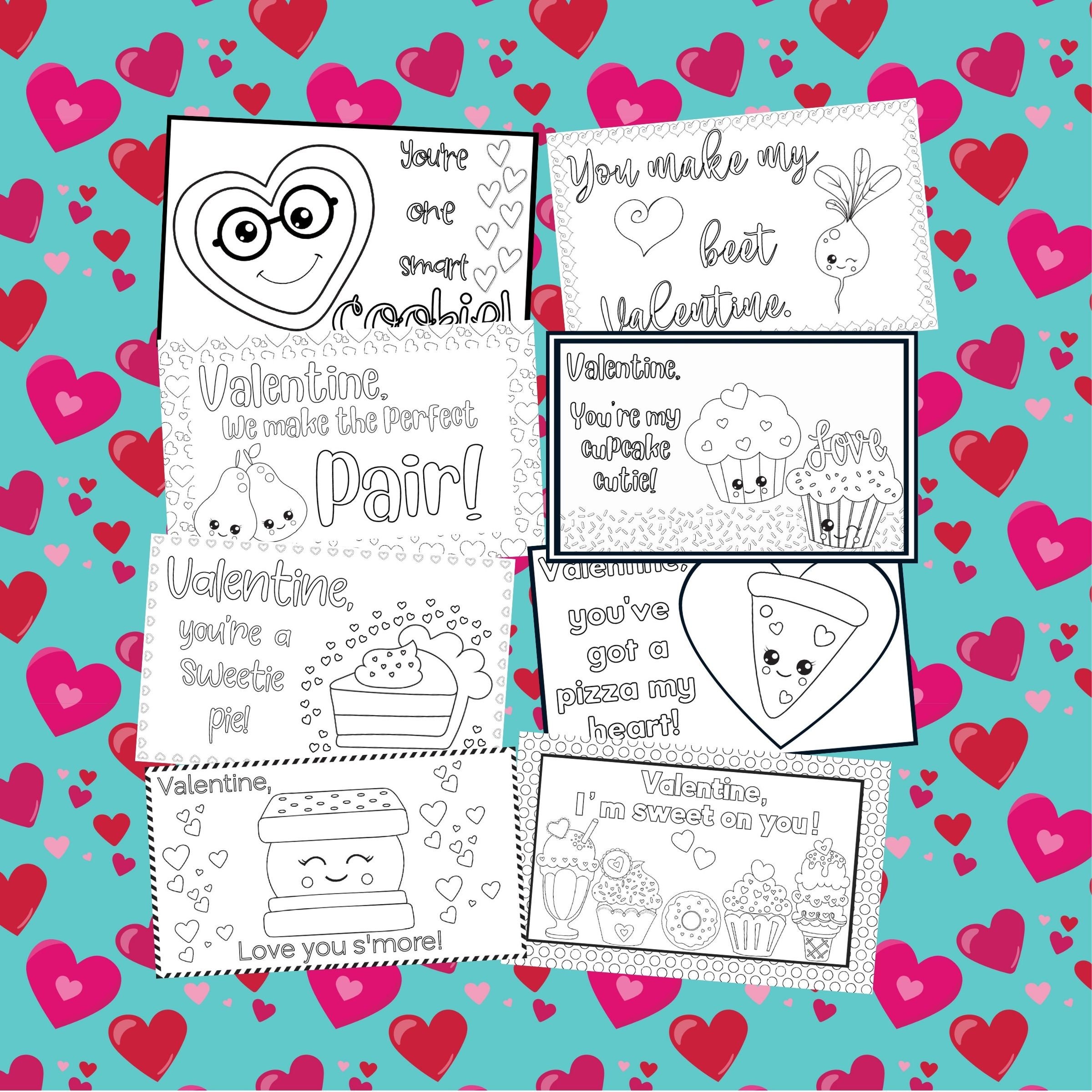 Kids Coloring Valentine's Day Cards - Etsy
