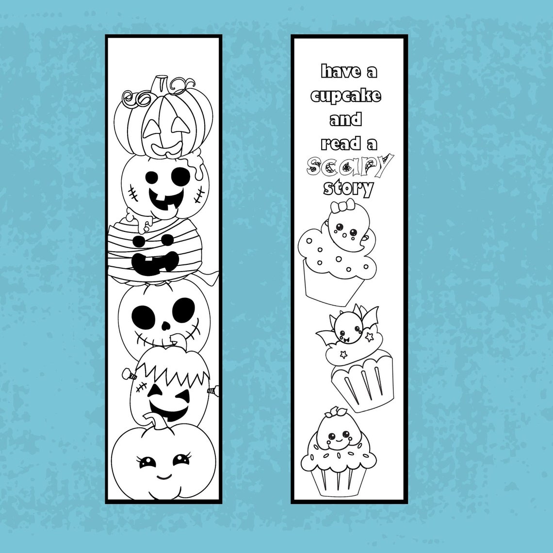 Halloween Coloring Bookmarks Printable Bookmarks to Color - Etsy