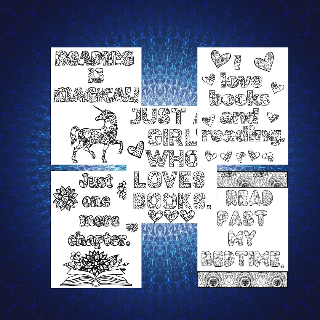 Mandala Word Art Coloring Pages - Book Lovers Coloring Sheets - Etsy