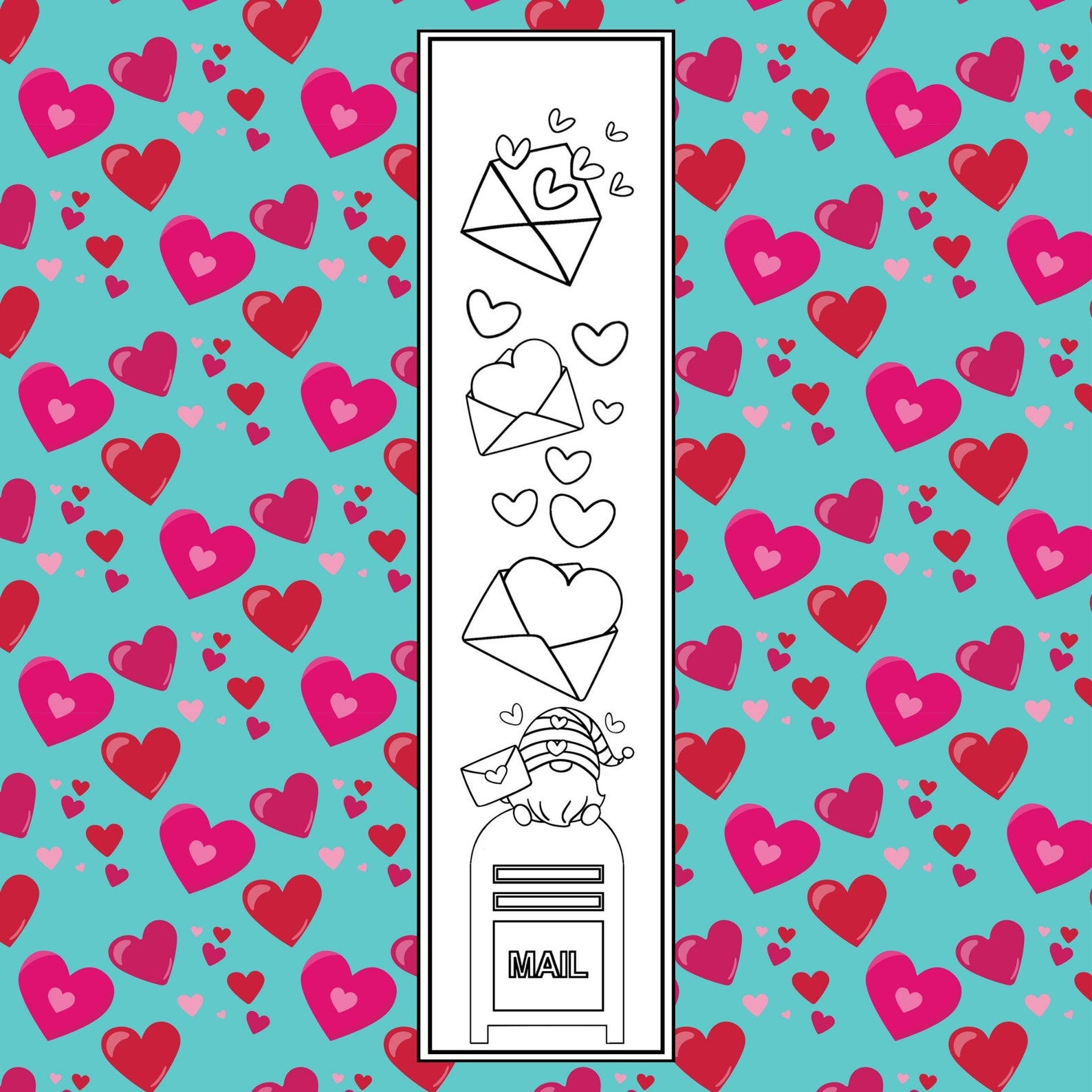 Gnome Valentine's Day Coloring Printable Bookmarks, Preschool ...