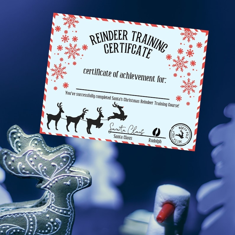 Reindeer Training Certificate - Christmas Certificate for Kids - Etsy