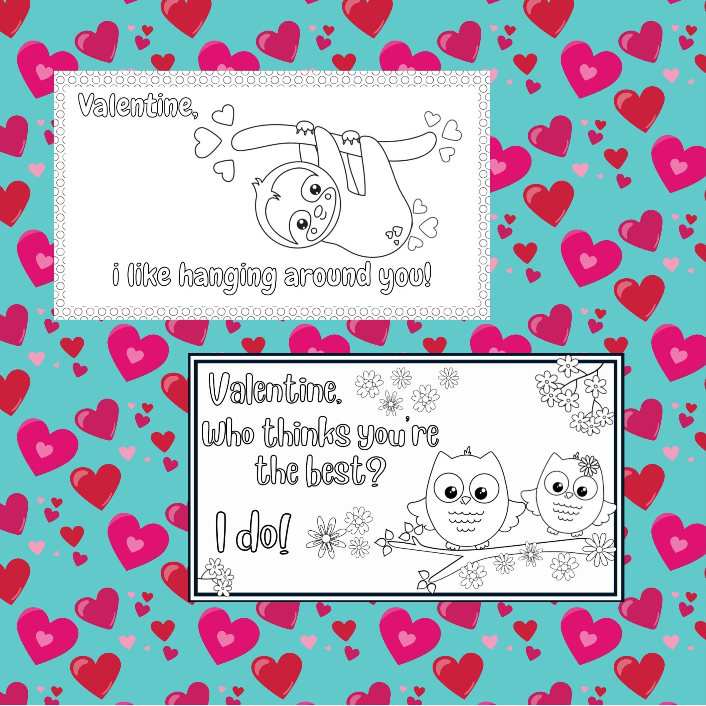 Kids Coloring Valentine's Day Cards - Etsy