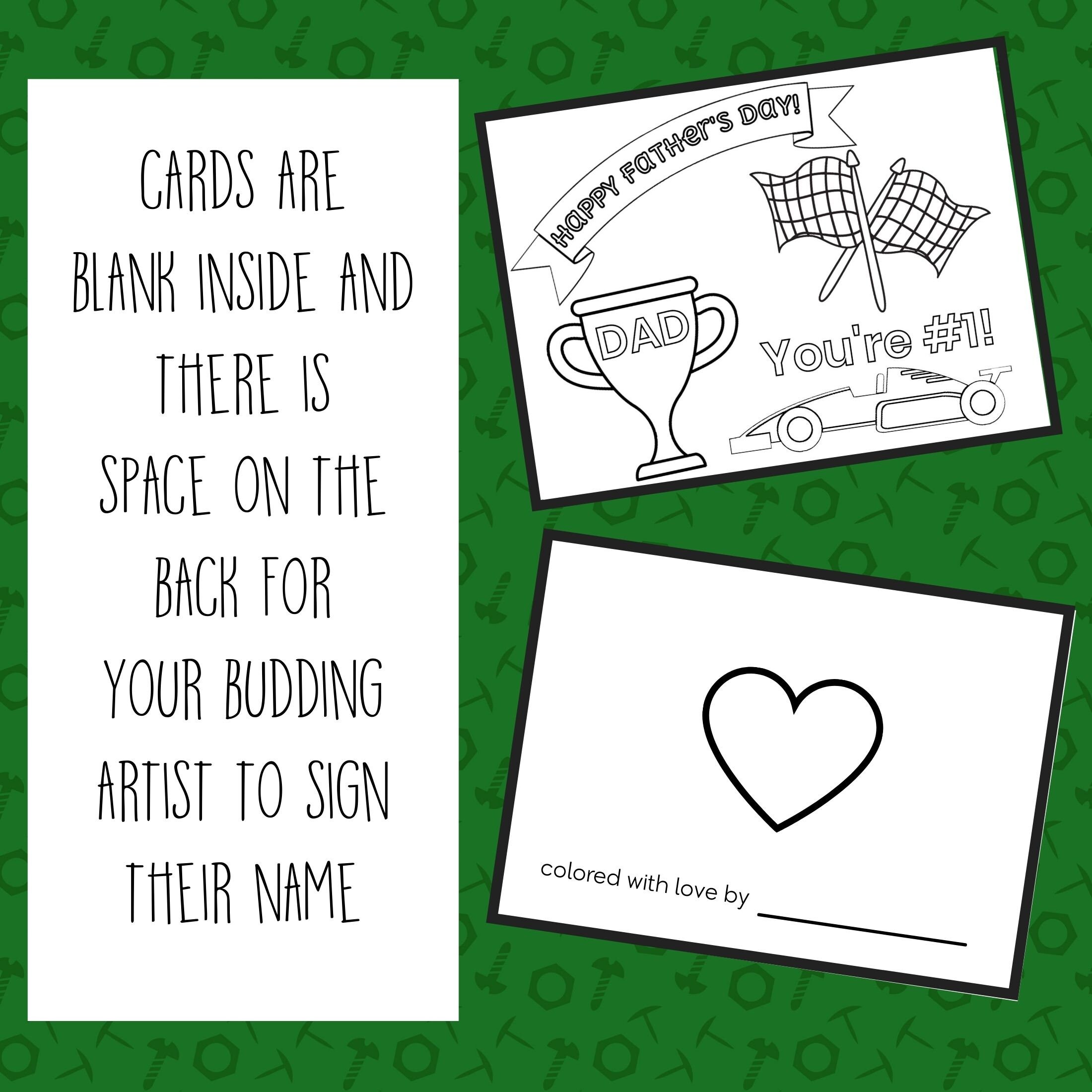 Happy Fathers Day Cards Coloring Printable Dad Cards with | Etsy