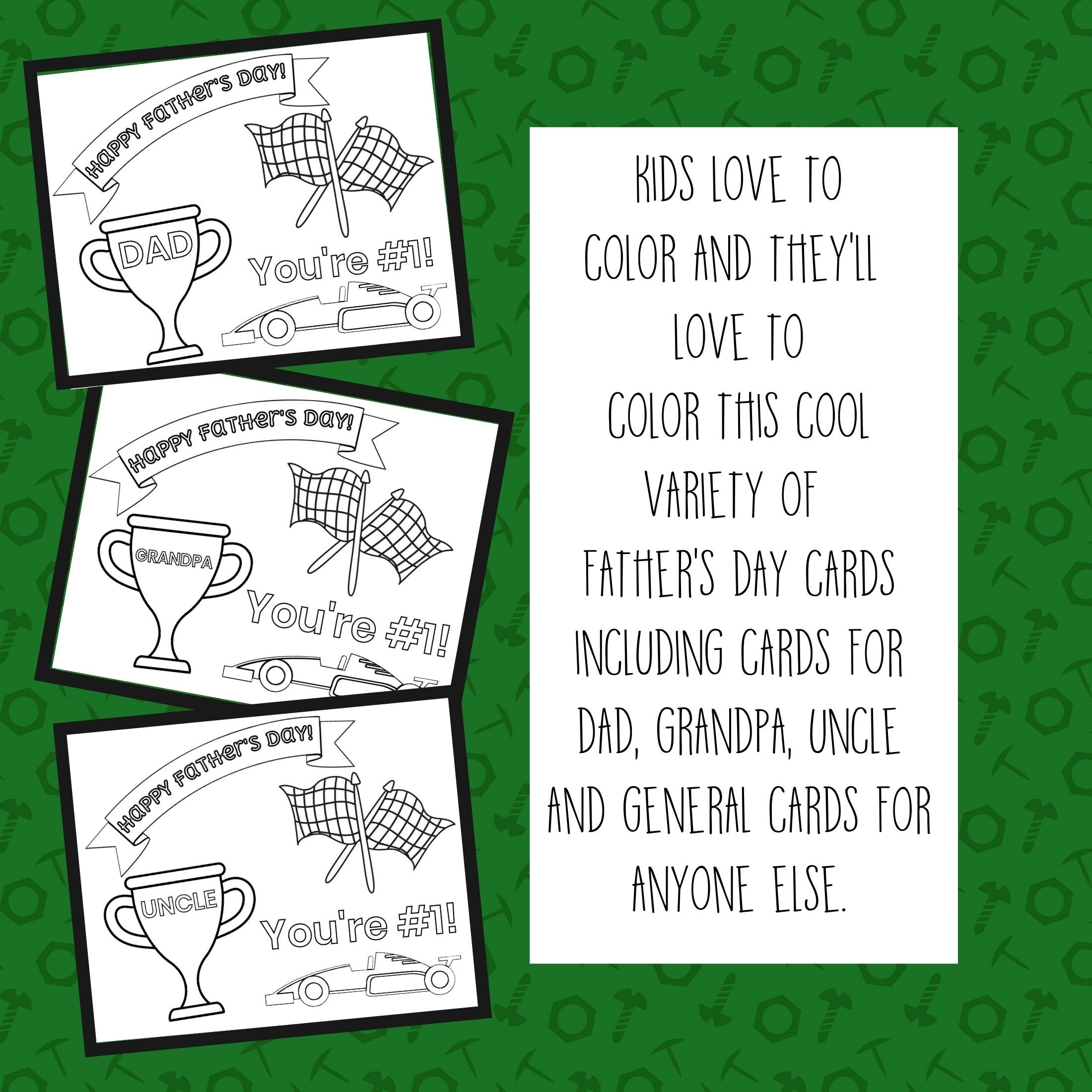 Happy Fathers Day Cards Coloring Printable Dad Cards With - Etsy