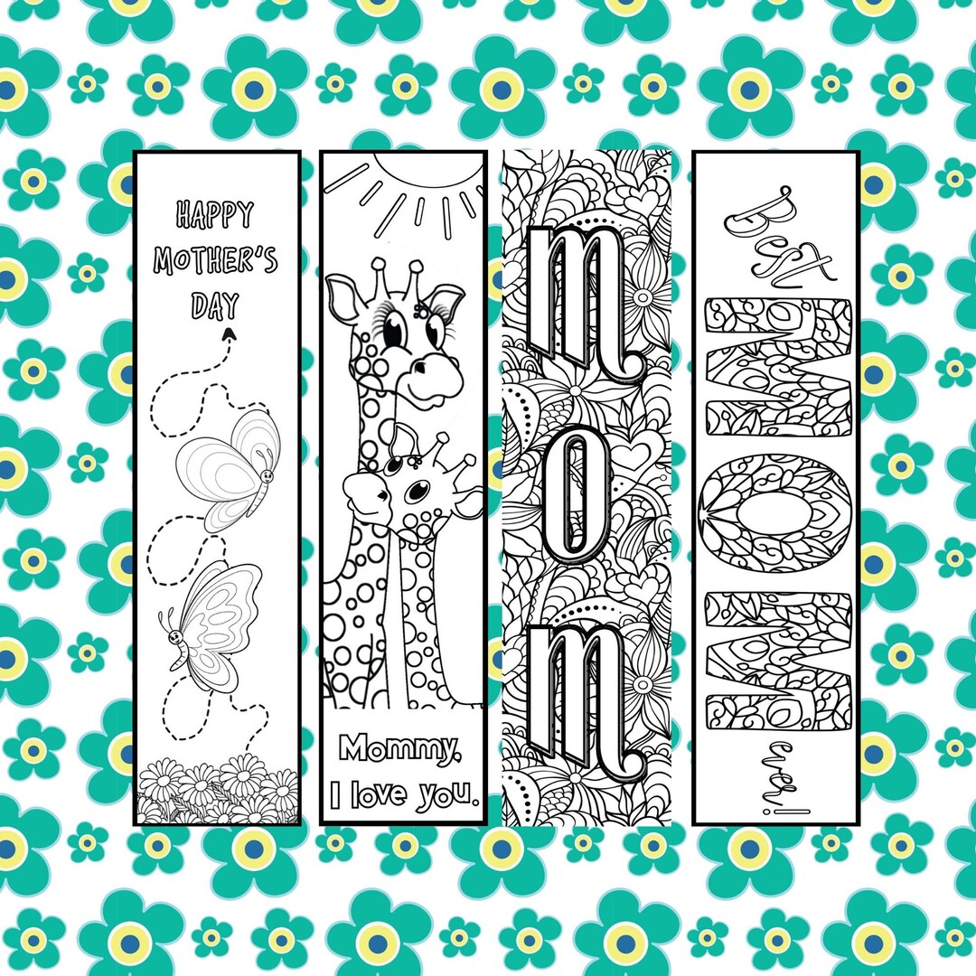Mothers Day Bookmarks Kids Coloring Bookmarks - Etsy