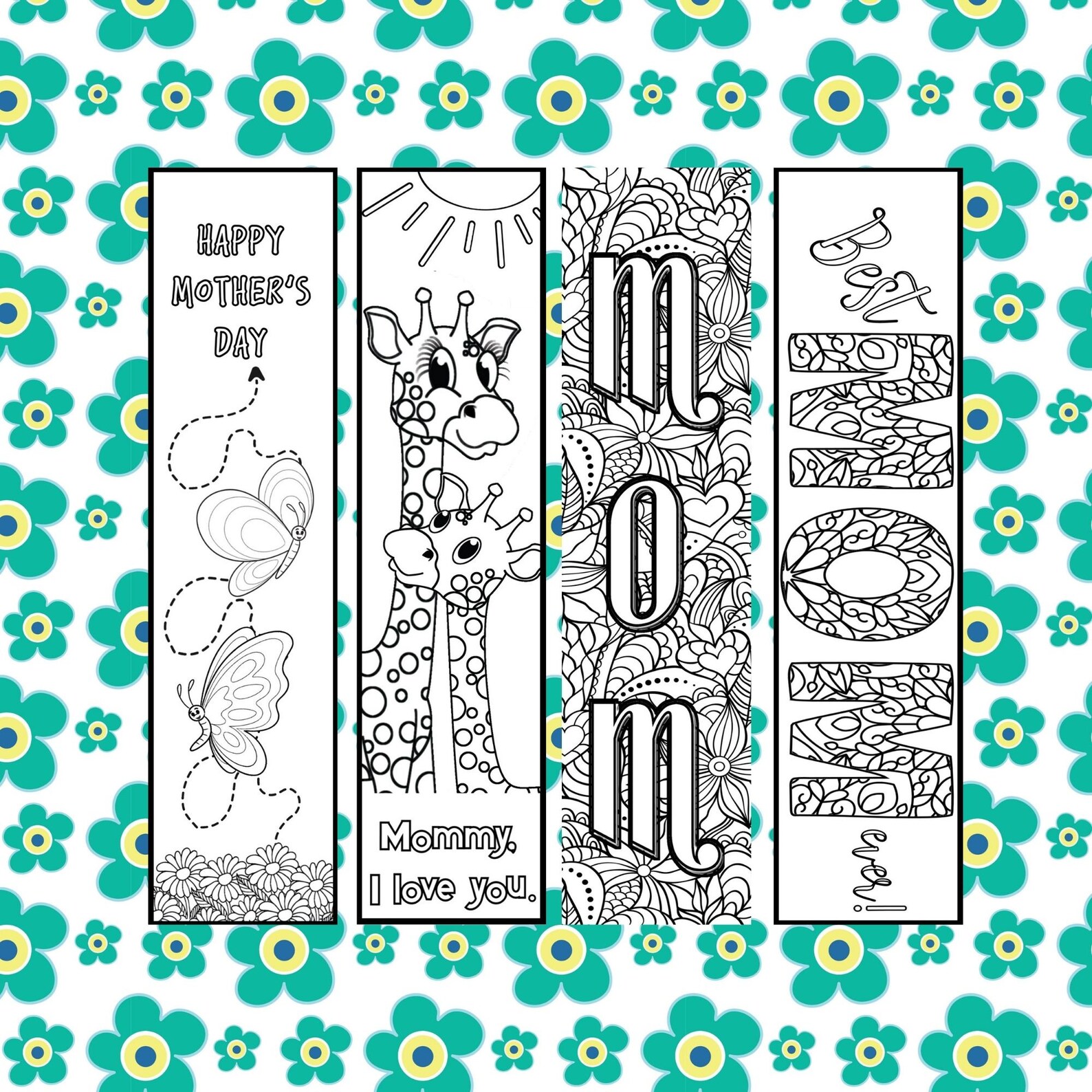 Mothers Day Bookmarks Kids Coloring Bookmarks - Etsy