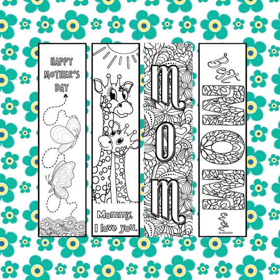 Mothers Day Bookmarks Kids Coloring Bookmarks | Etsy