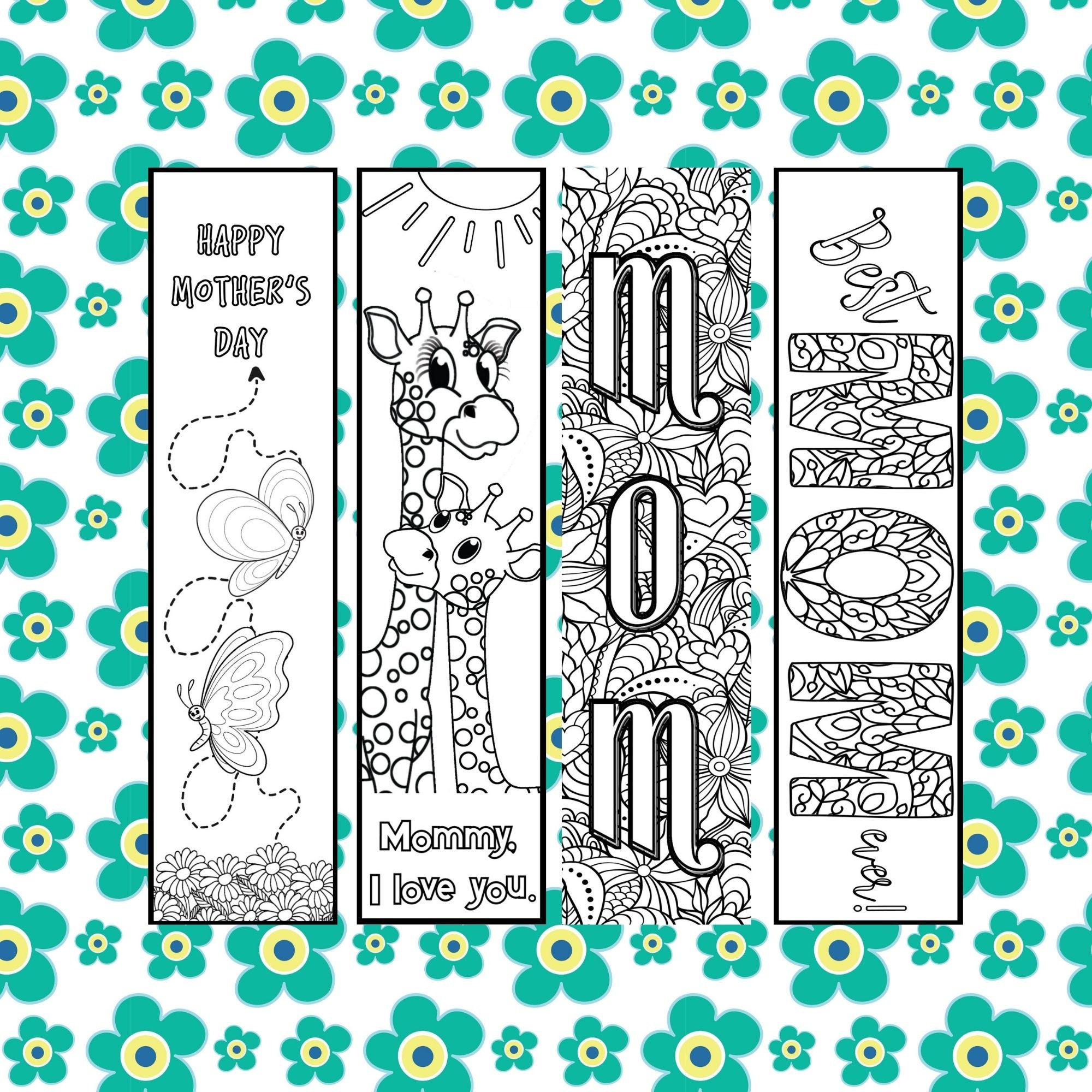 Mothers Day Bookmarks Kids Coloring Bookmarks - Etsy