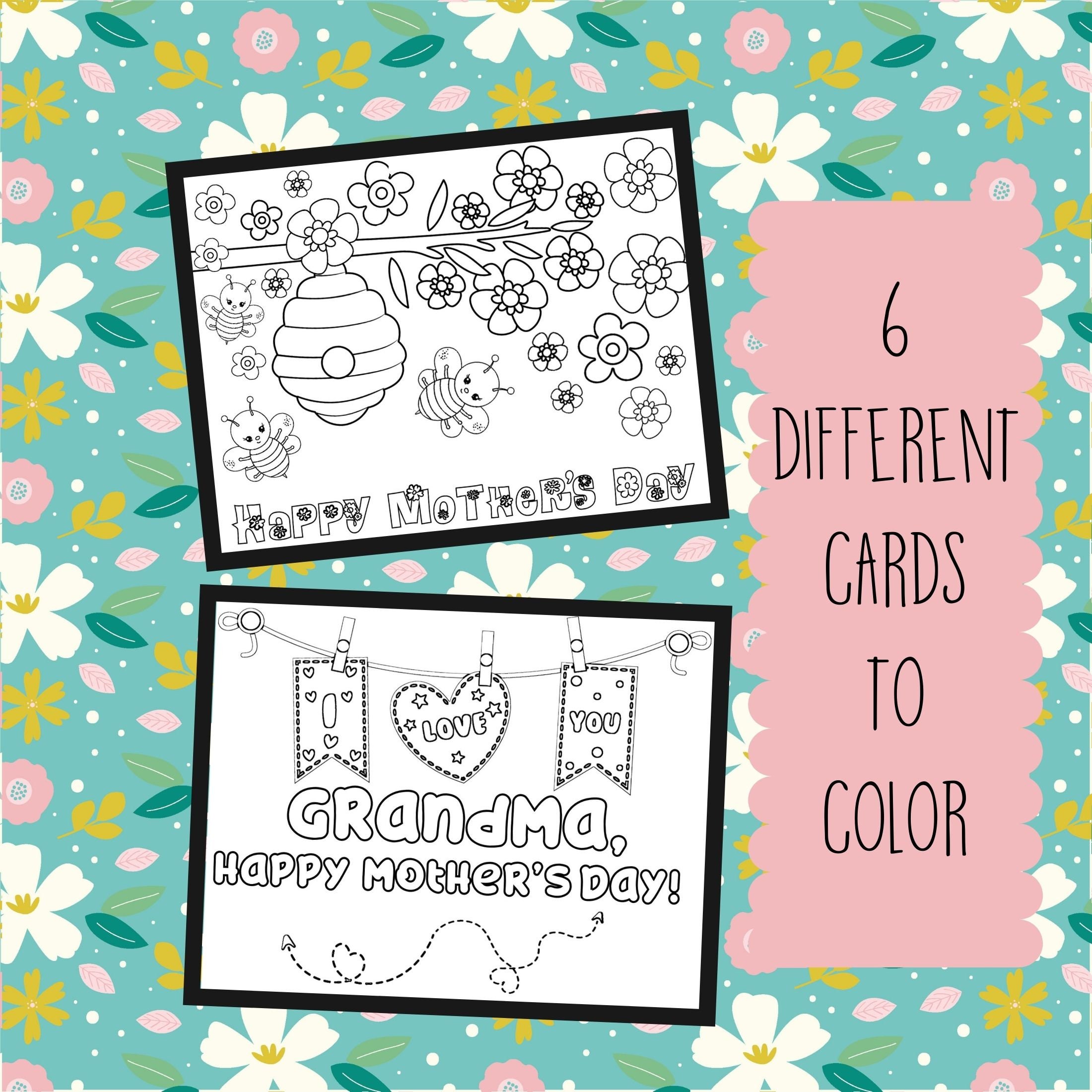 Mothers Day Cards Coloring Printable Mom Card With Envelope Template - Etsy