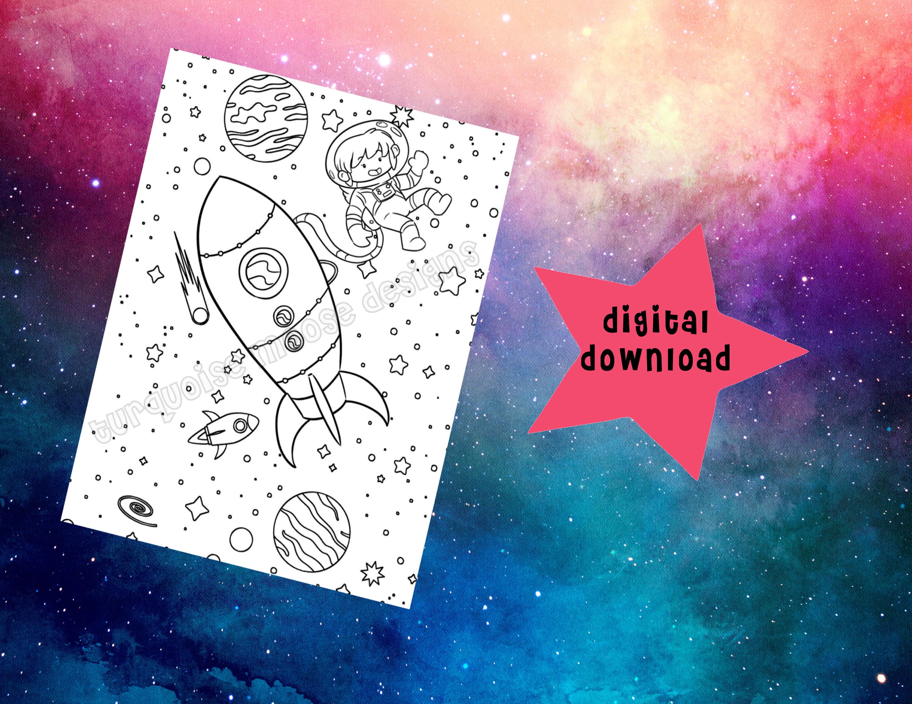 Astronauts in Outer Space Coloring Pages Printable Pages to Color ...