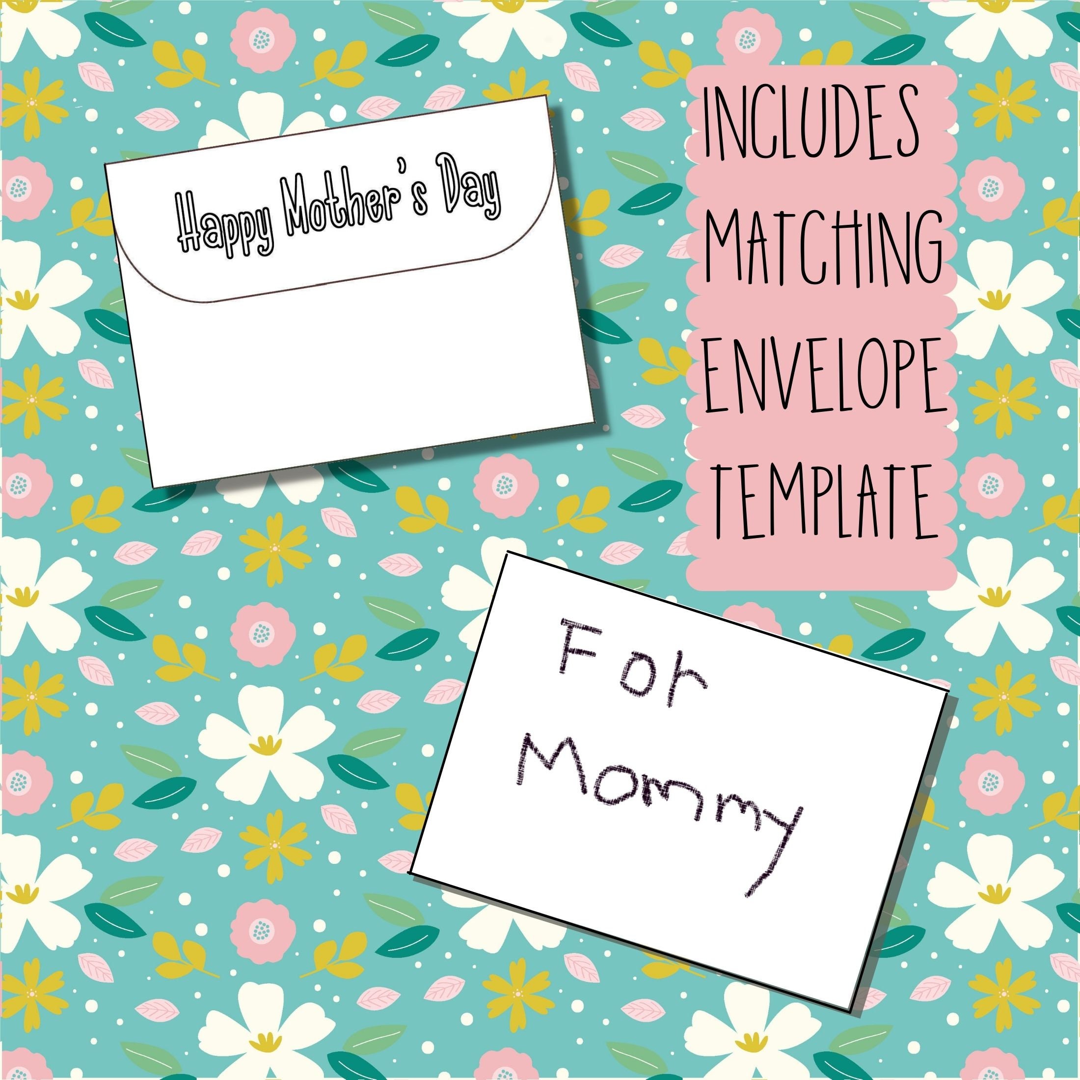 Mothers Day Cards Coloring Printable Mom Card With Envelope Template - Etsy