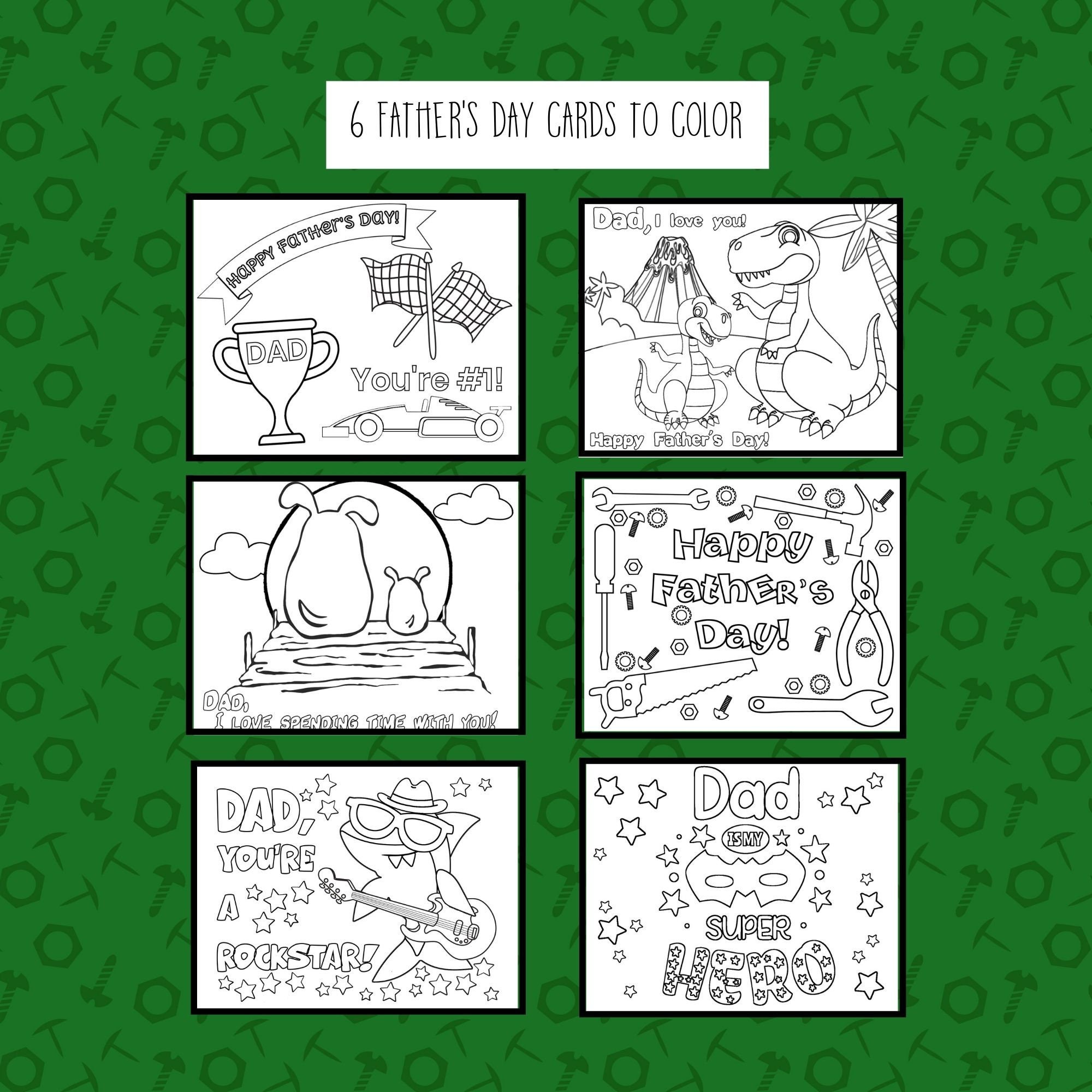 Happy Fathers Day Cards Coloring Printable Dad Cards With - Etsy