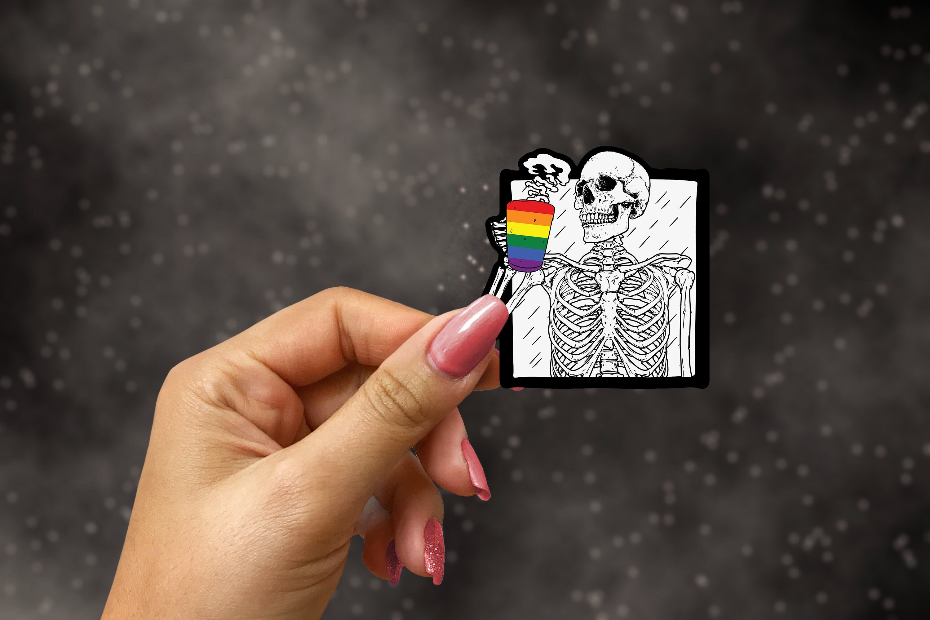 PRIDE SKELETON STICKER Rainbow Skeleton Sticker Spooky - Etsy