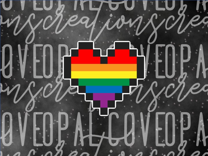 PRIDE PIXEL HEART Pride Sticker Rainbow Pixel Heart - Etsy